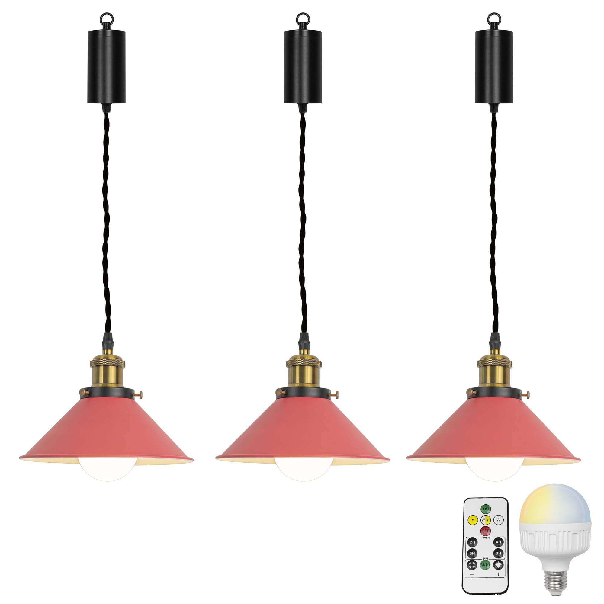 FSLiving Remote Control Dimmable Hanging Light with Rechargeable ...
