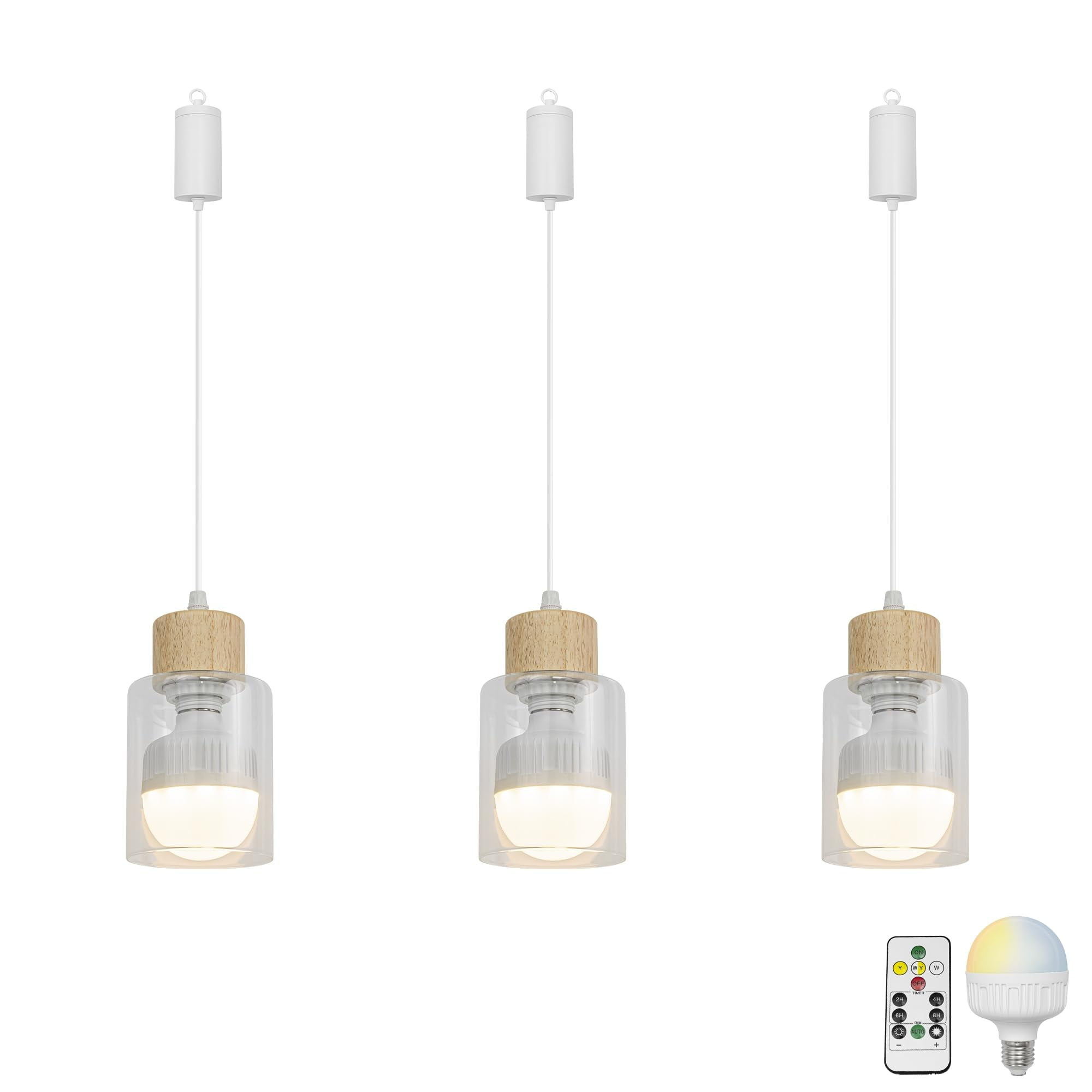 FSLiving Remote Control Dimmable Hanging Light with Rechargeable ...