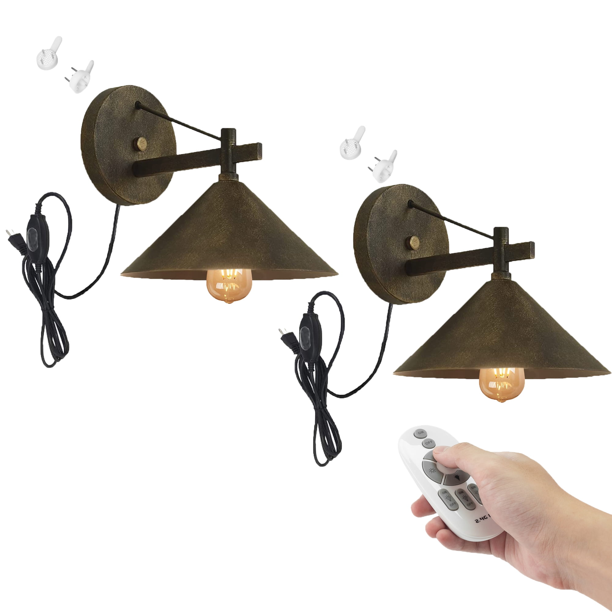 FSLiving Remote Control Dimmable Waterproof Outdoor Wall Sconces with 5 ...