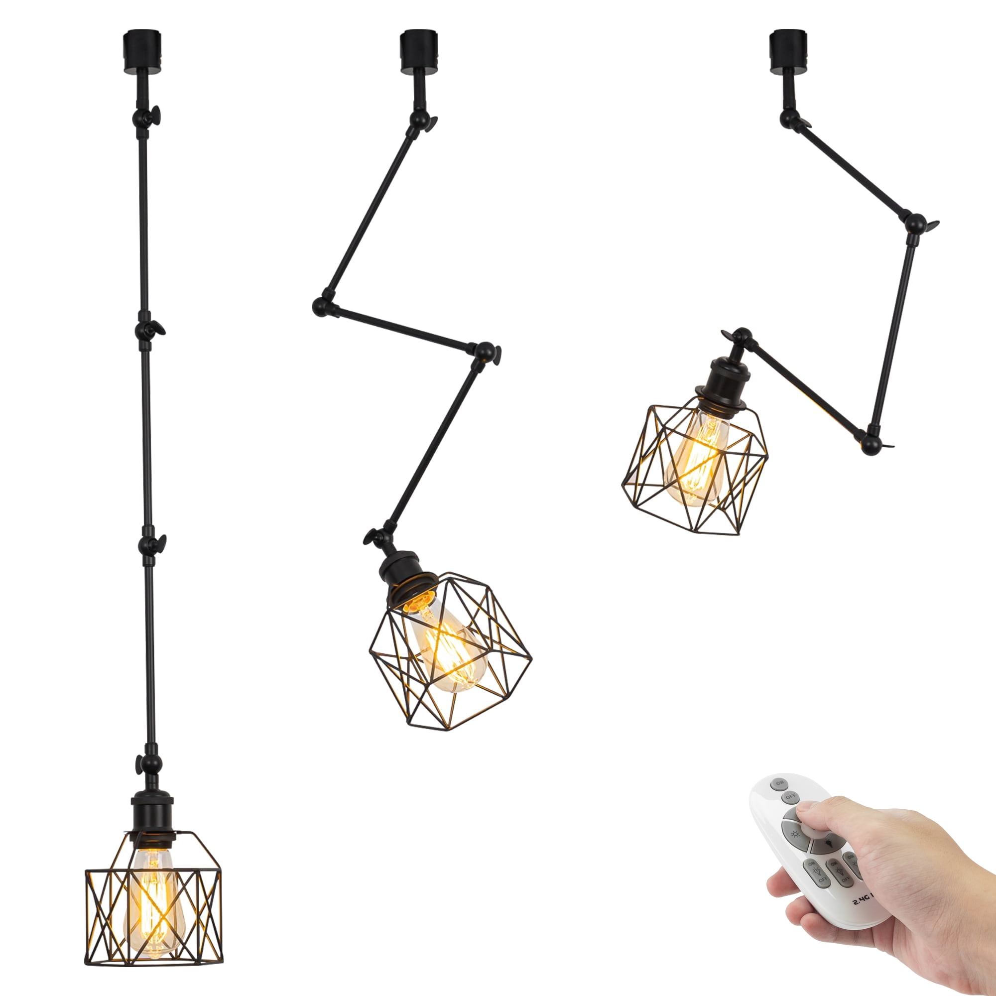 FSLiving Remote Control H-Type Track Pendant Light with Adjustable Arm ...