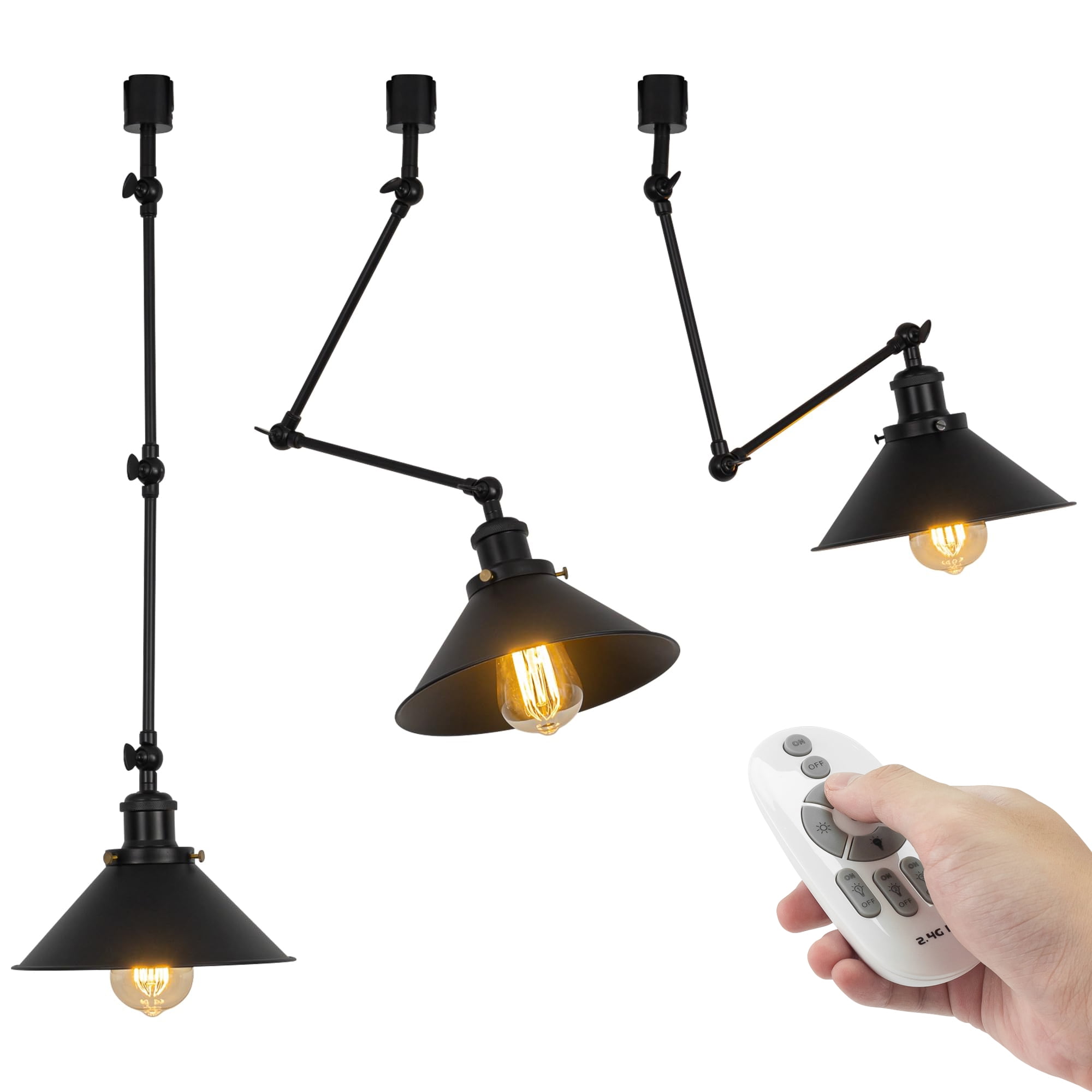 FSLiving Remote Control H-Type Track Pendant Light with Adjustable Arm ...