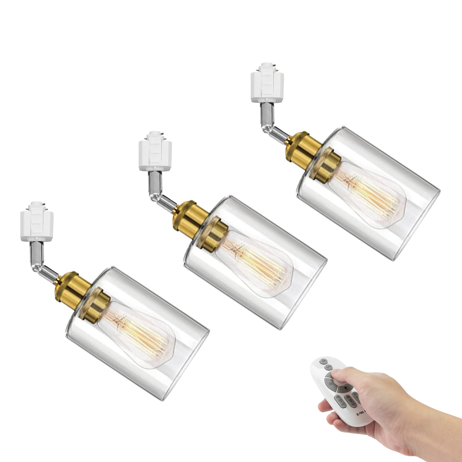 FSLiving Remote Control H-Type Tracking Light E26 Brass Base Adjustable ...