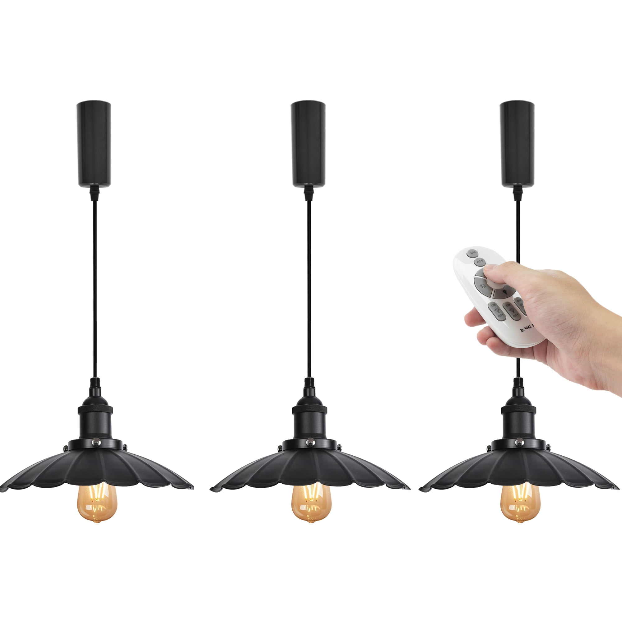 FSLiving Remote Control H-type Ceiling Pendant Light with E26 LED ...