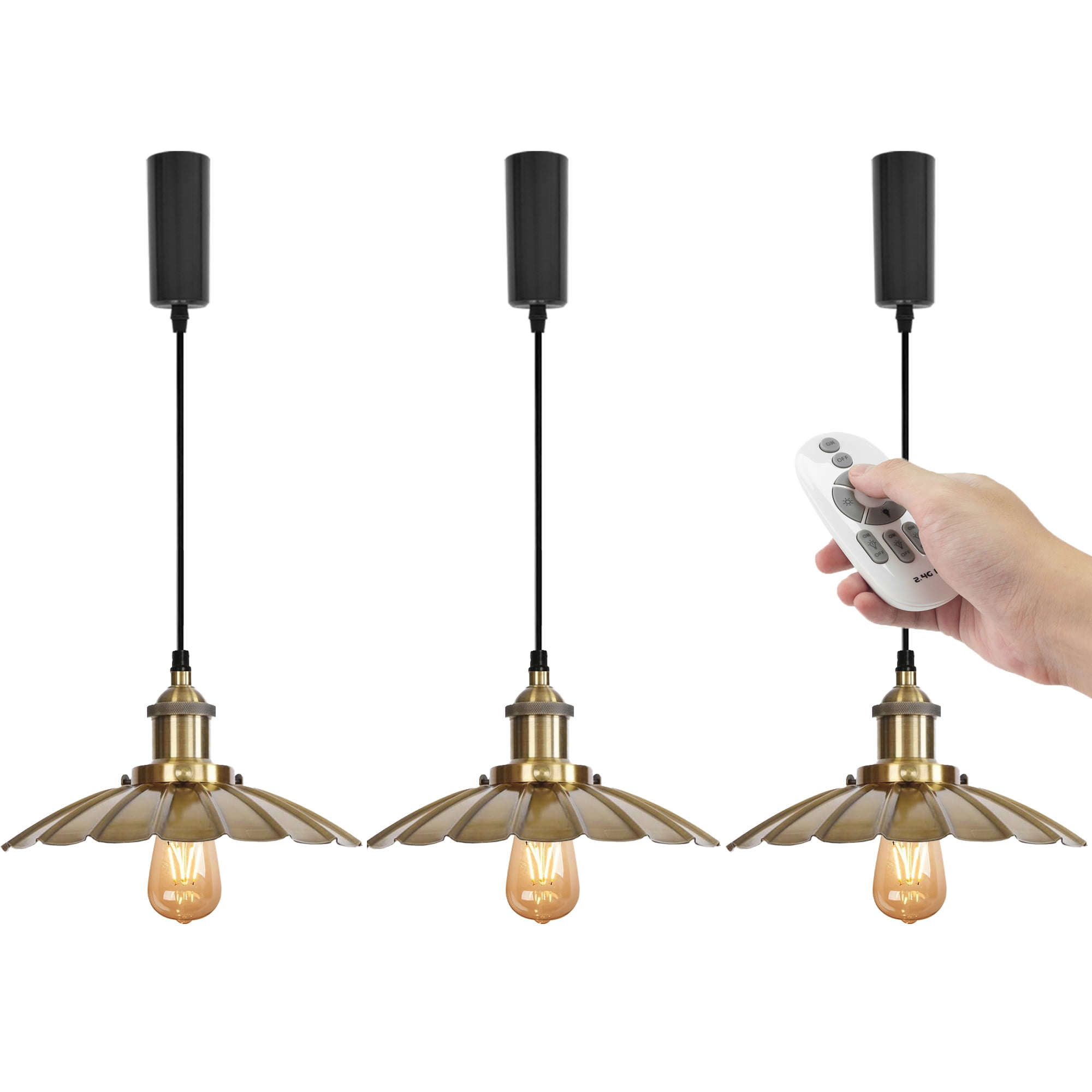 FSLiving Remote Control H-type Ceiling Pendant Light with E26 LED ...