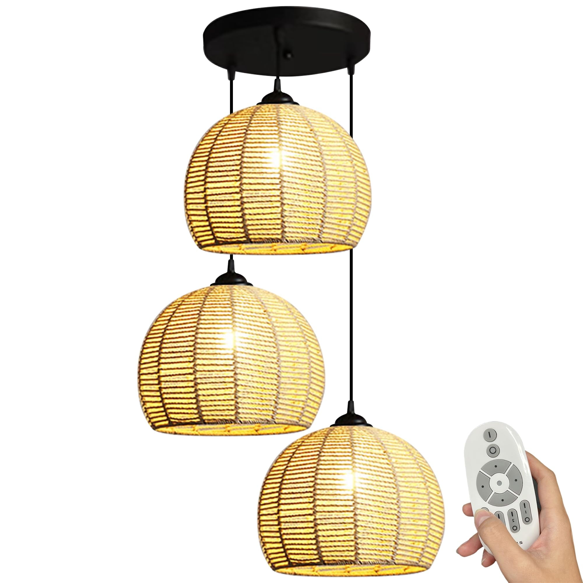 FSLiving Remote Control Hanging Swag Pendant Lamp Flush Mount Portable ...