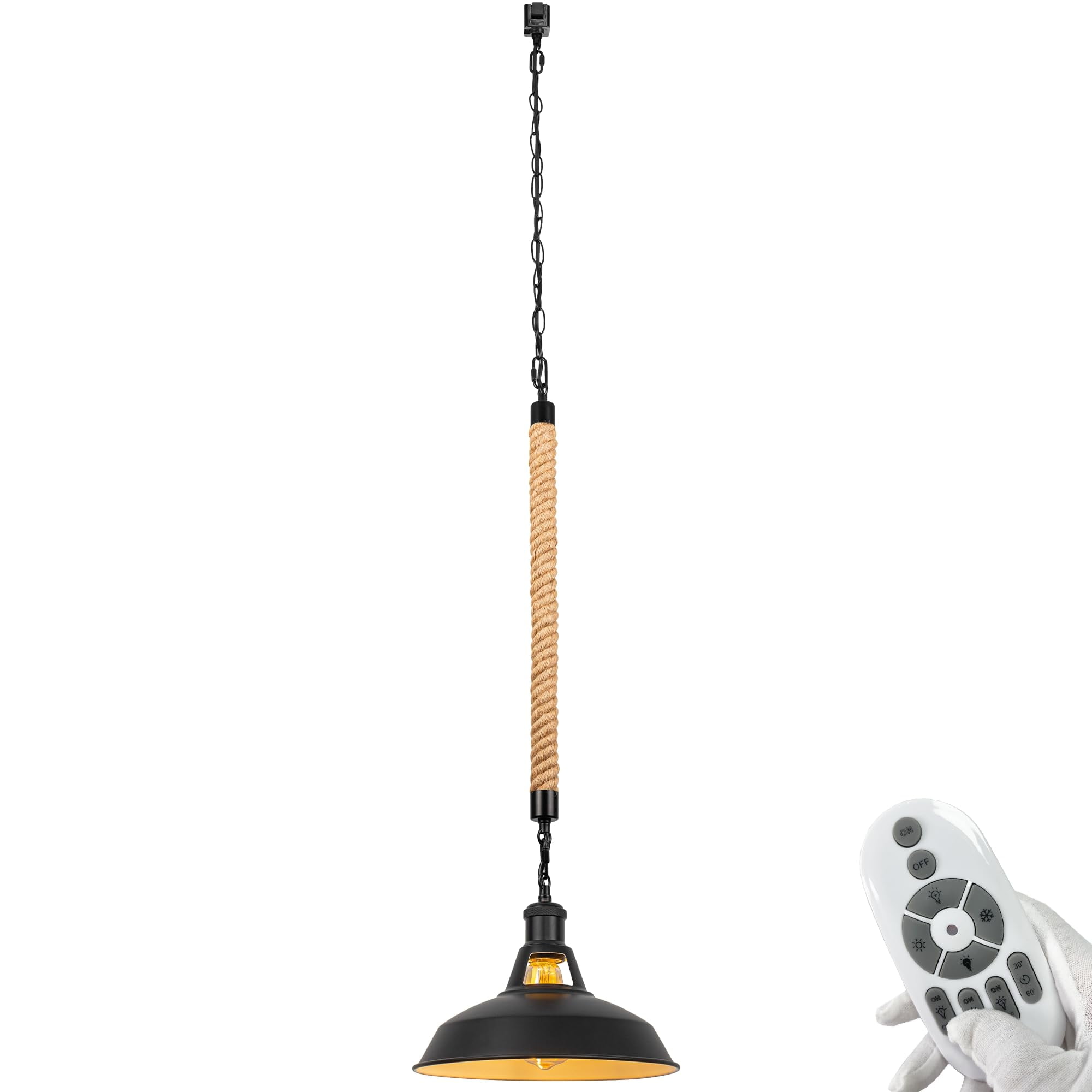 FSLiving Remote Control J Type Track Light Pendants Retro Lighting ...