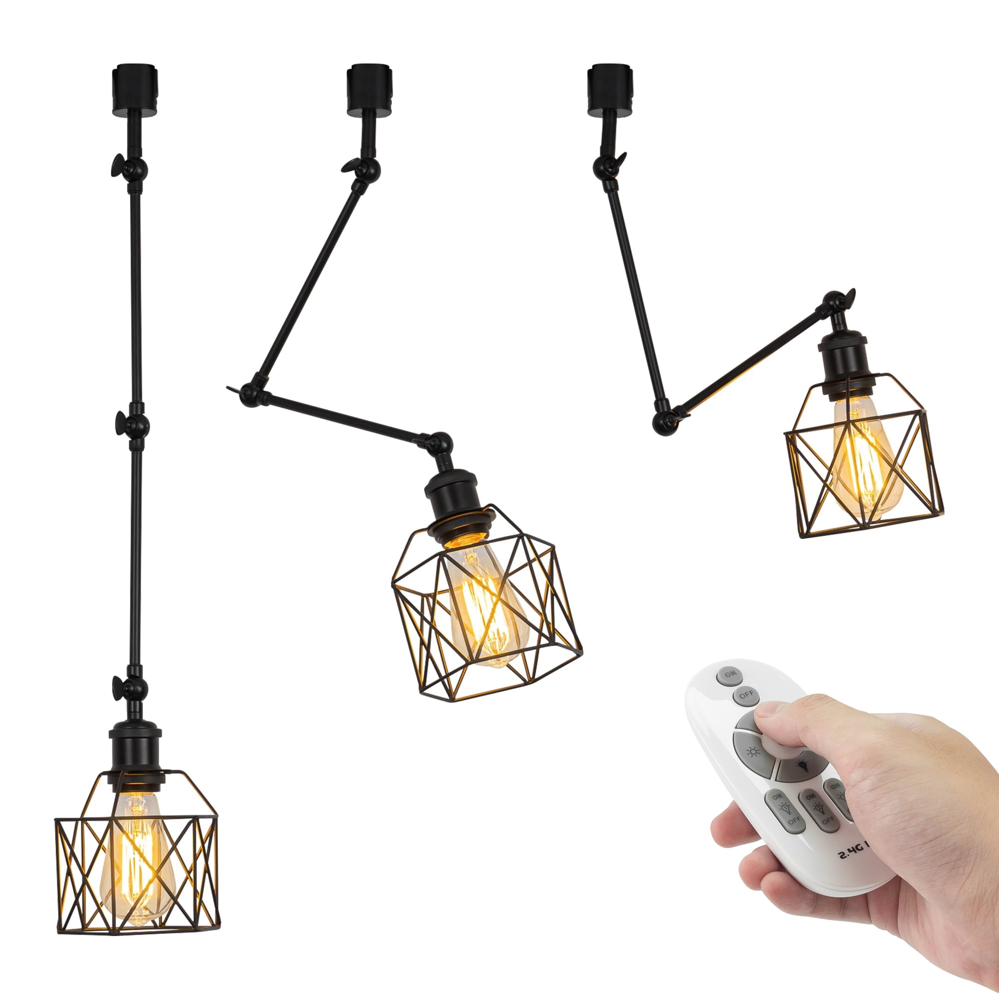 FSLiving Remote Control J-Type Track Pendant Light with Adjustable Arm ...