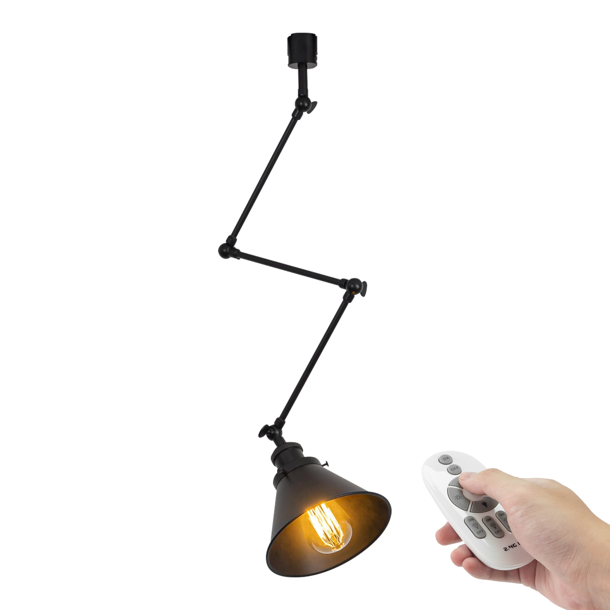 FSLiving Remote Control J-Type Track Pendant Light with Adjustable Arm ...