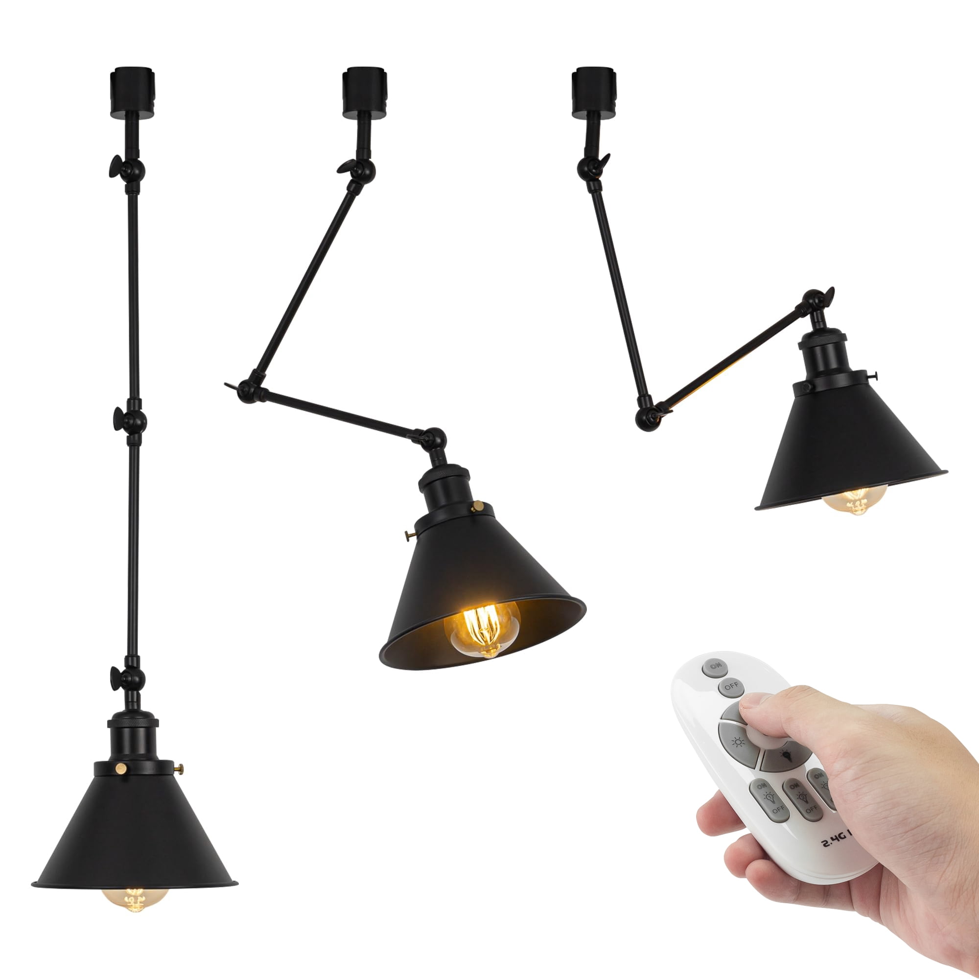 FSLiving Remote Control J-Type Track Pendant Light with Adjustable Arm ...