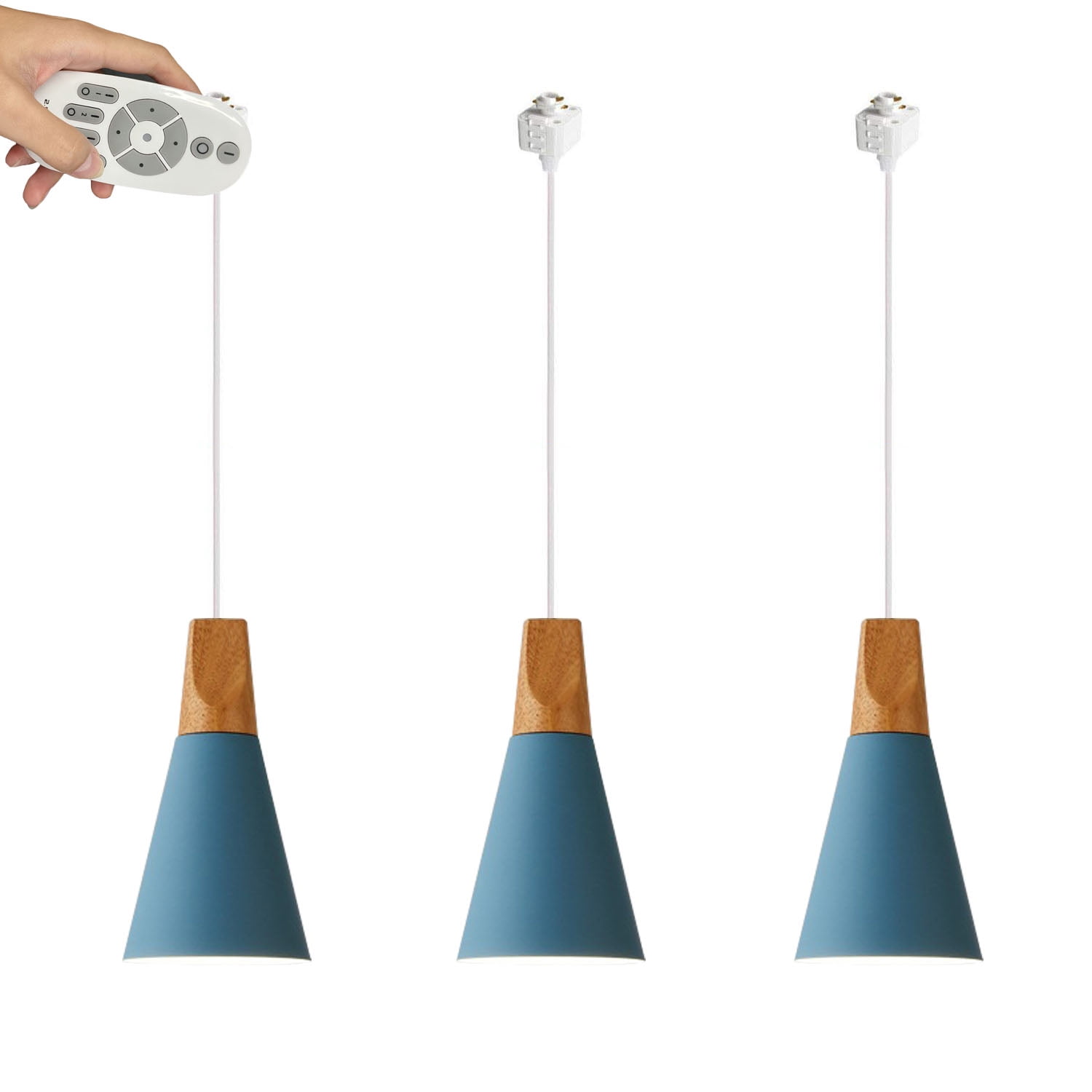 FSLiving Remote Control Pendant Light 3 Lights H-Type Track Pendant ...