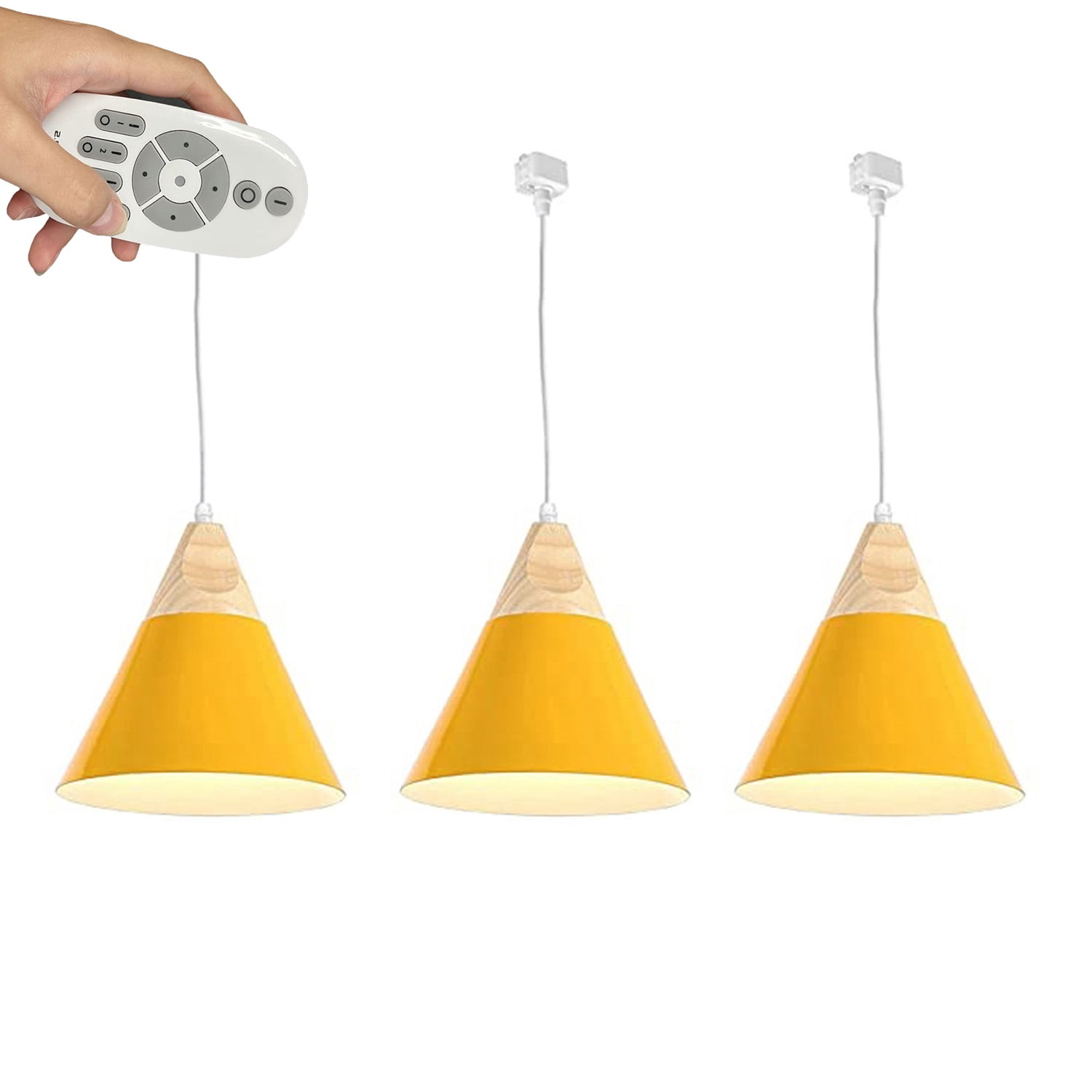 FSLiving Remote Control Pendant Light 3 Lights H-Type Track Pendant ...