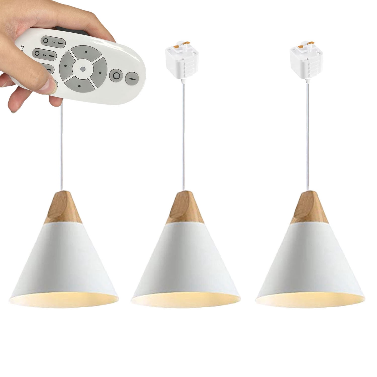 FSLiving Remote Control Pendant Light 3 Lights J-Type Track Pendant ...