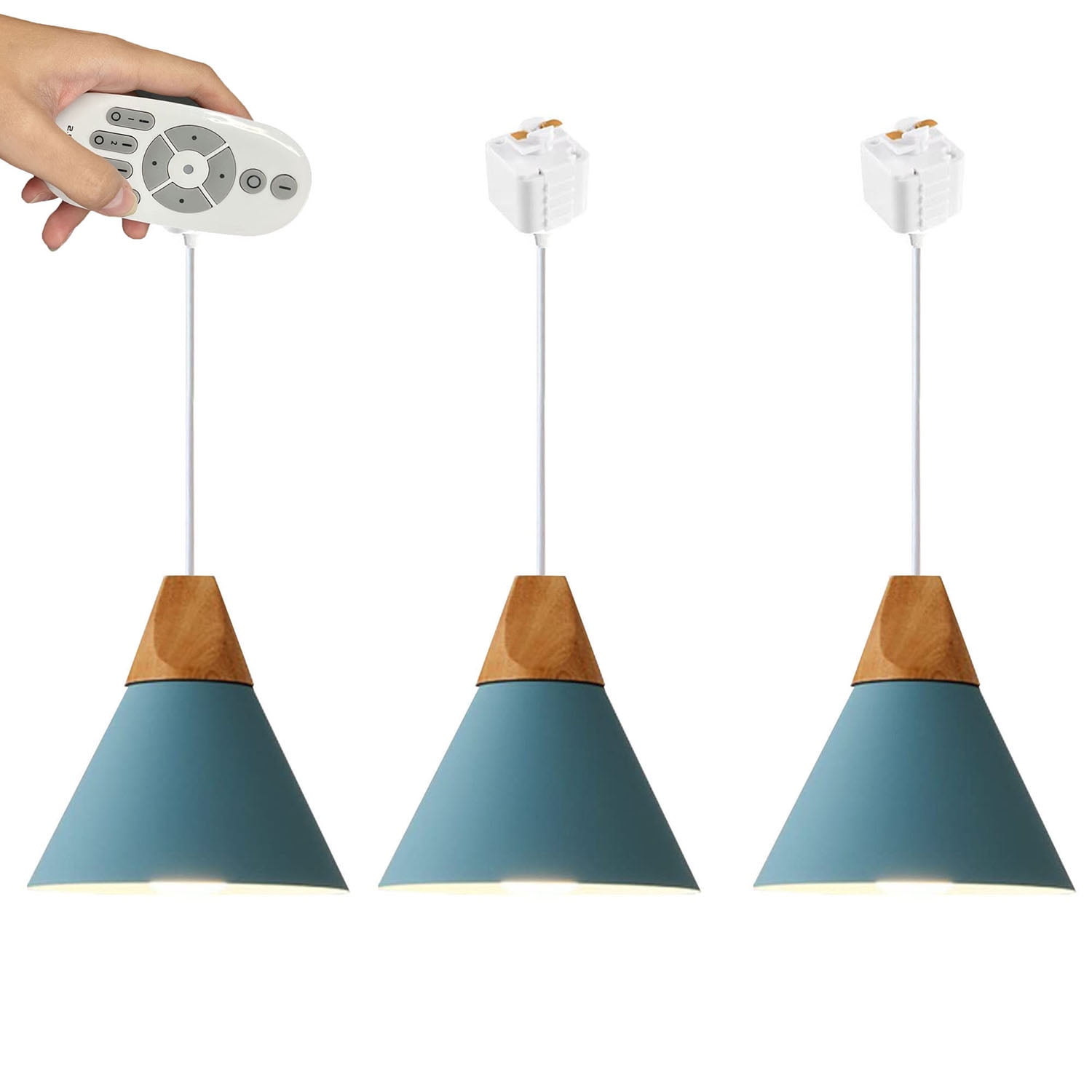 FSLiving Remote Control Pendant Light 3 Lights J-Type Track Pendant ...