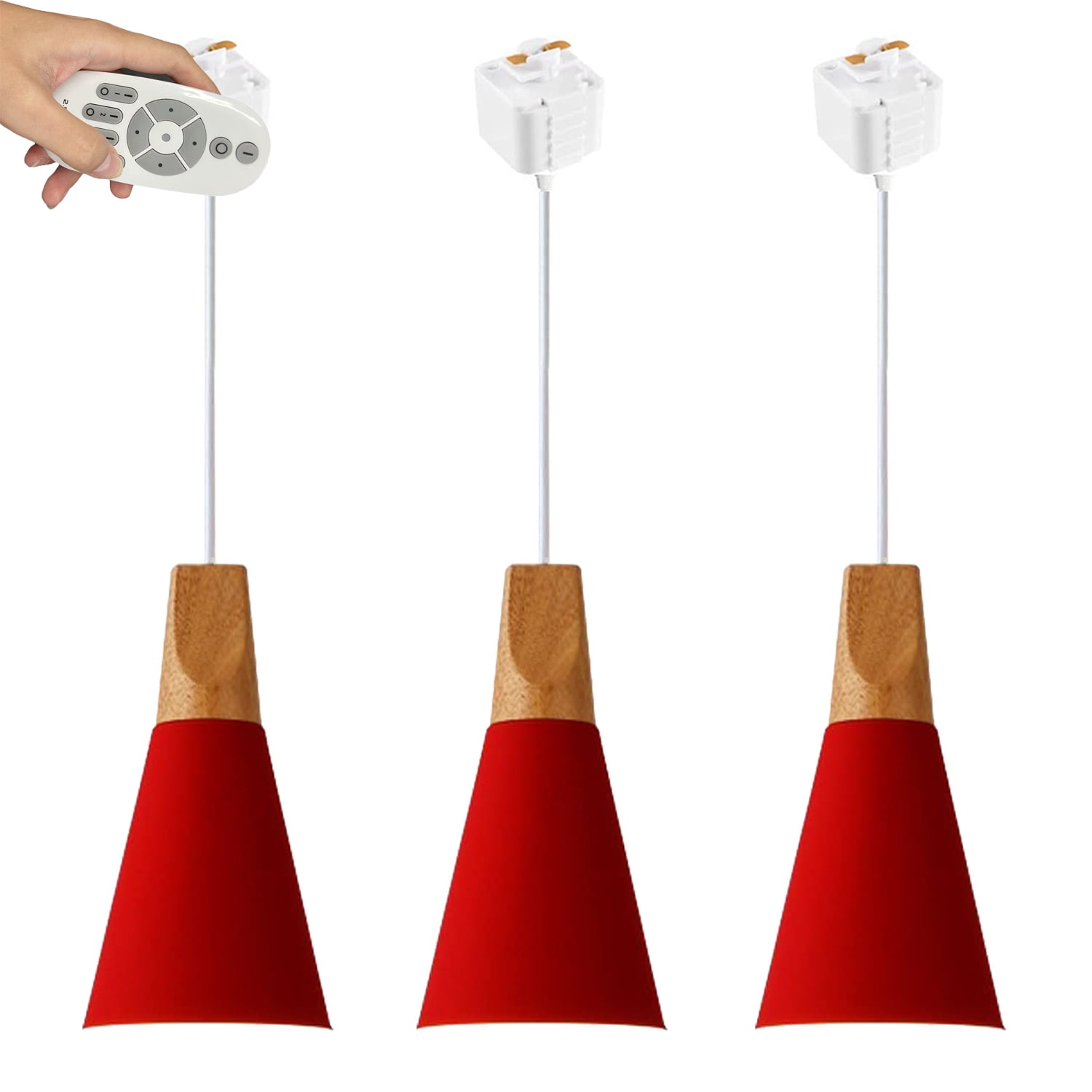 FSLiving Remote Control Pendant Light 3 Lights J-Type Track Pendant ...