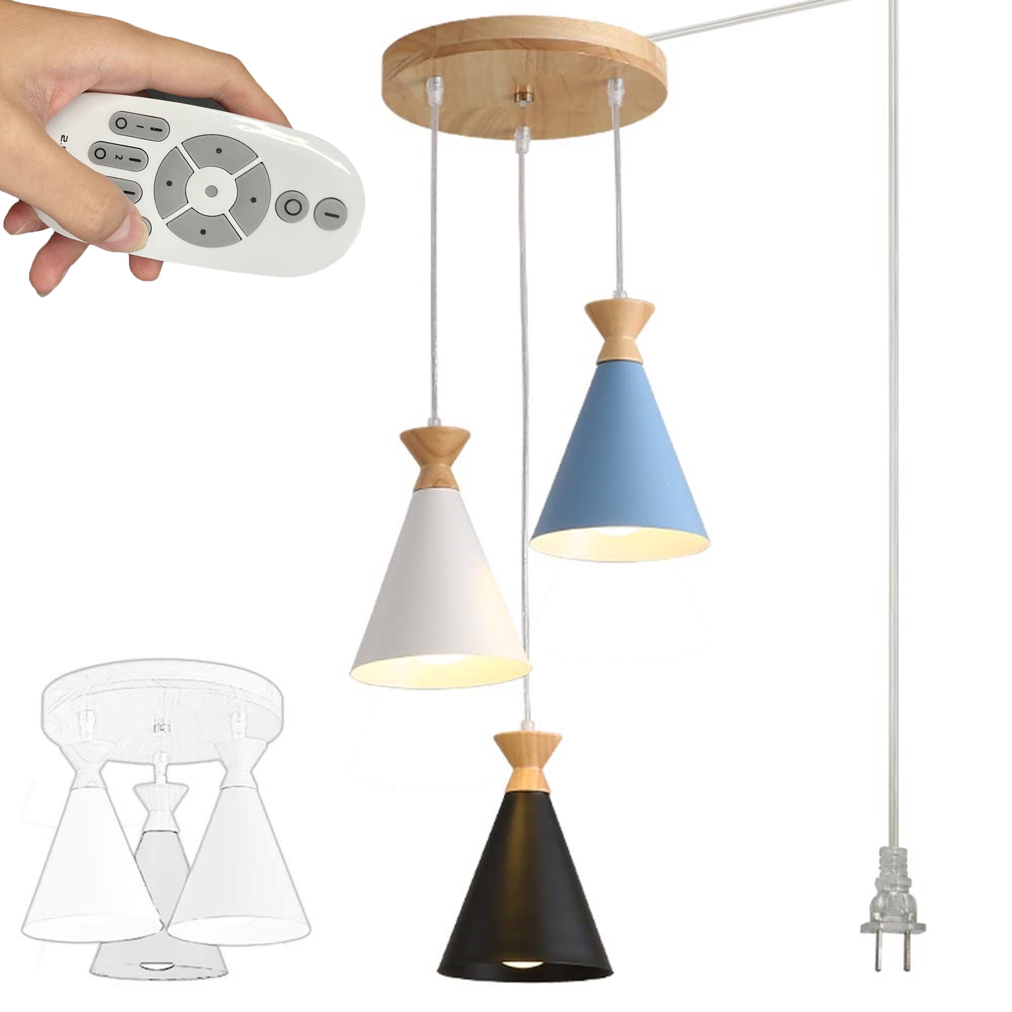 FSLiving Remote Control Pendant Lighting Fixtures Color Changing and ...