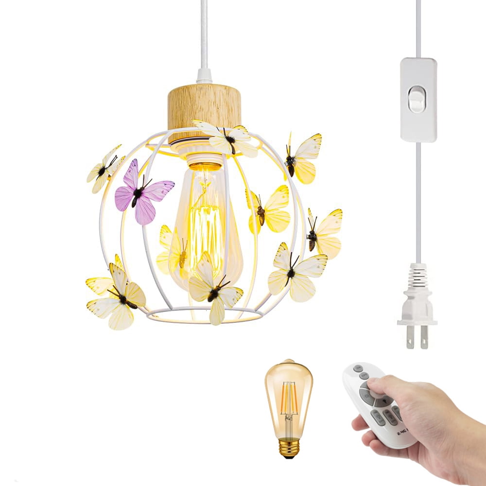 FSLiving Remote Control Plug-in Pendant Hanging Light with 15FT Cord ...