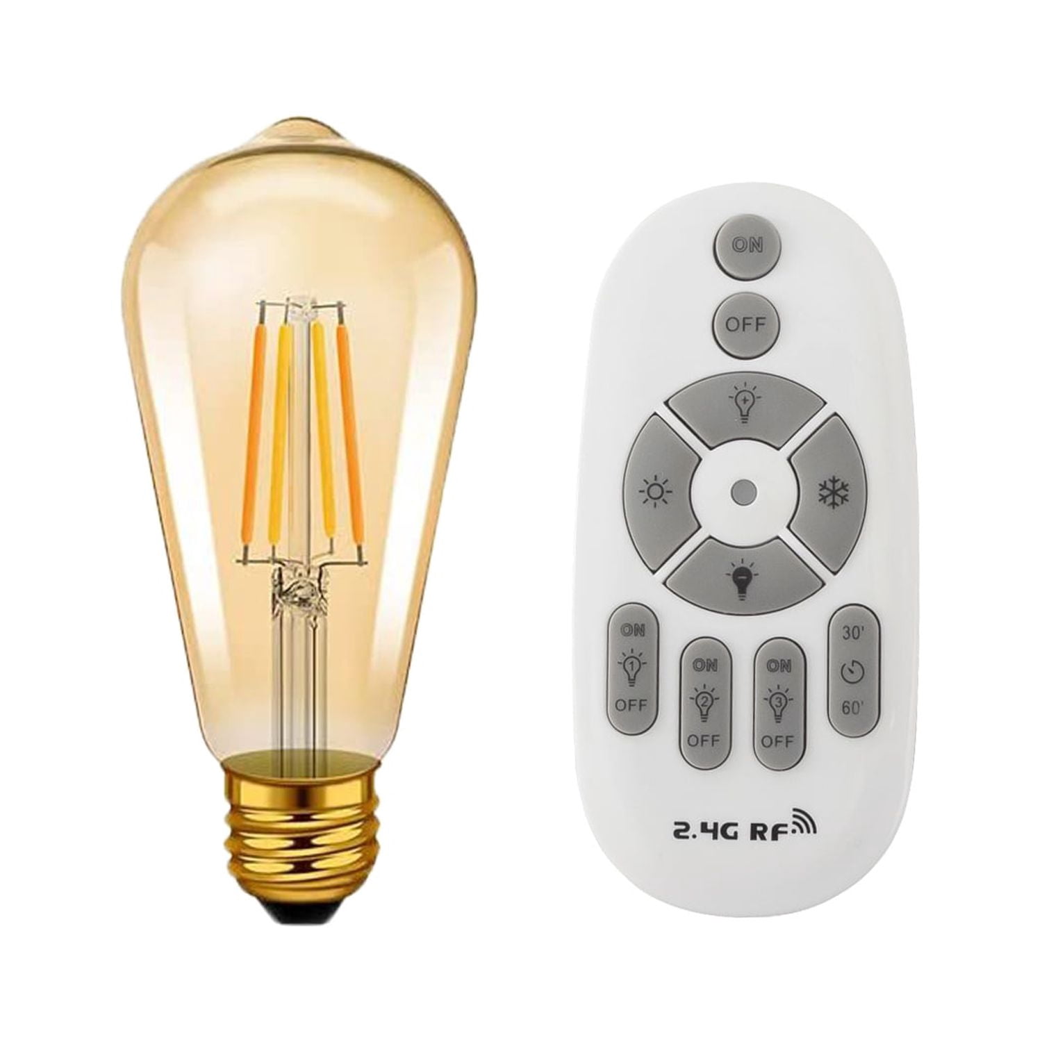 FSLiving Remote Control Smart LED Edison ST64 4W(40W Equivalent) Light ...