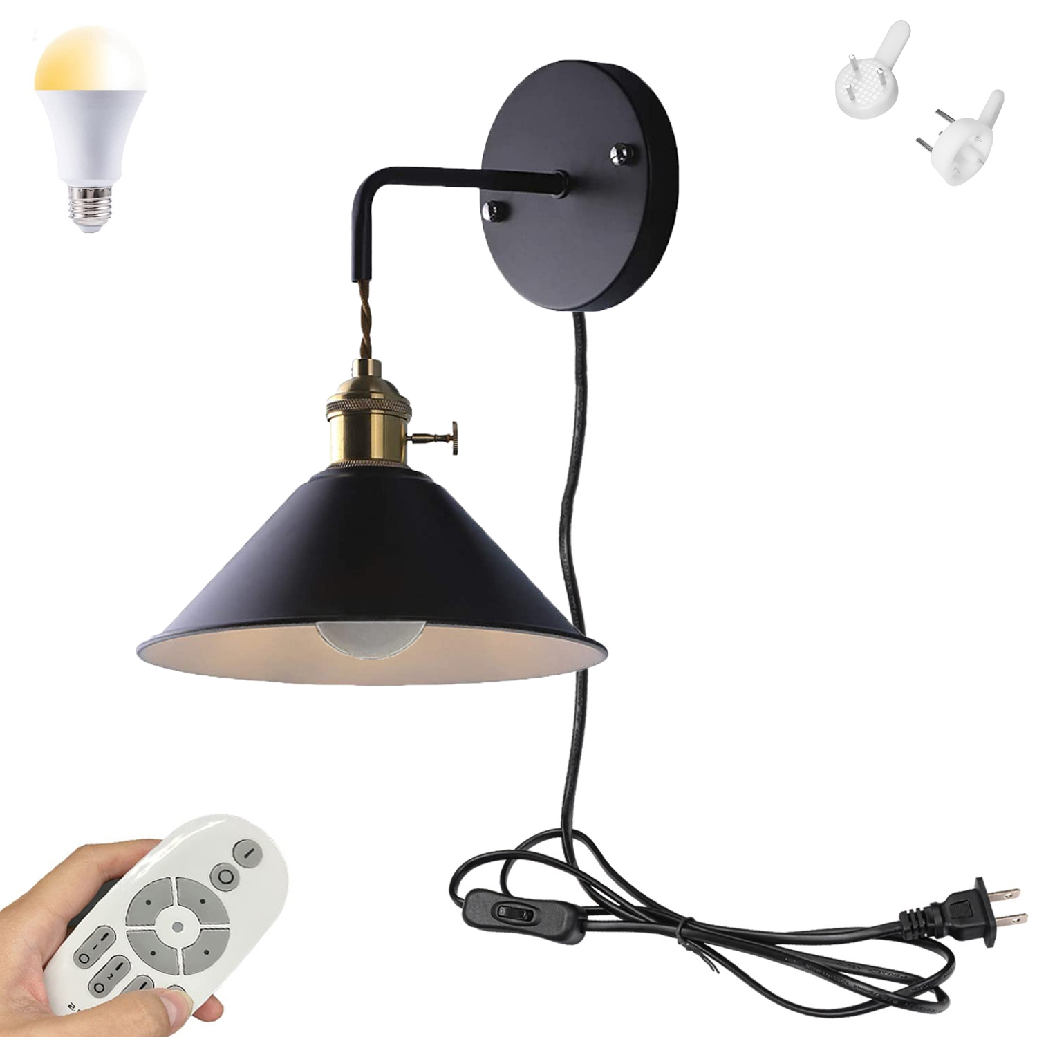 FSLiving Remote Control Wall Lamp,Color Changing and Stepless Dimming ...