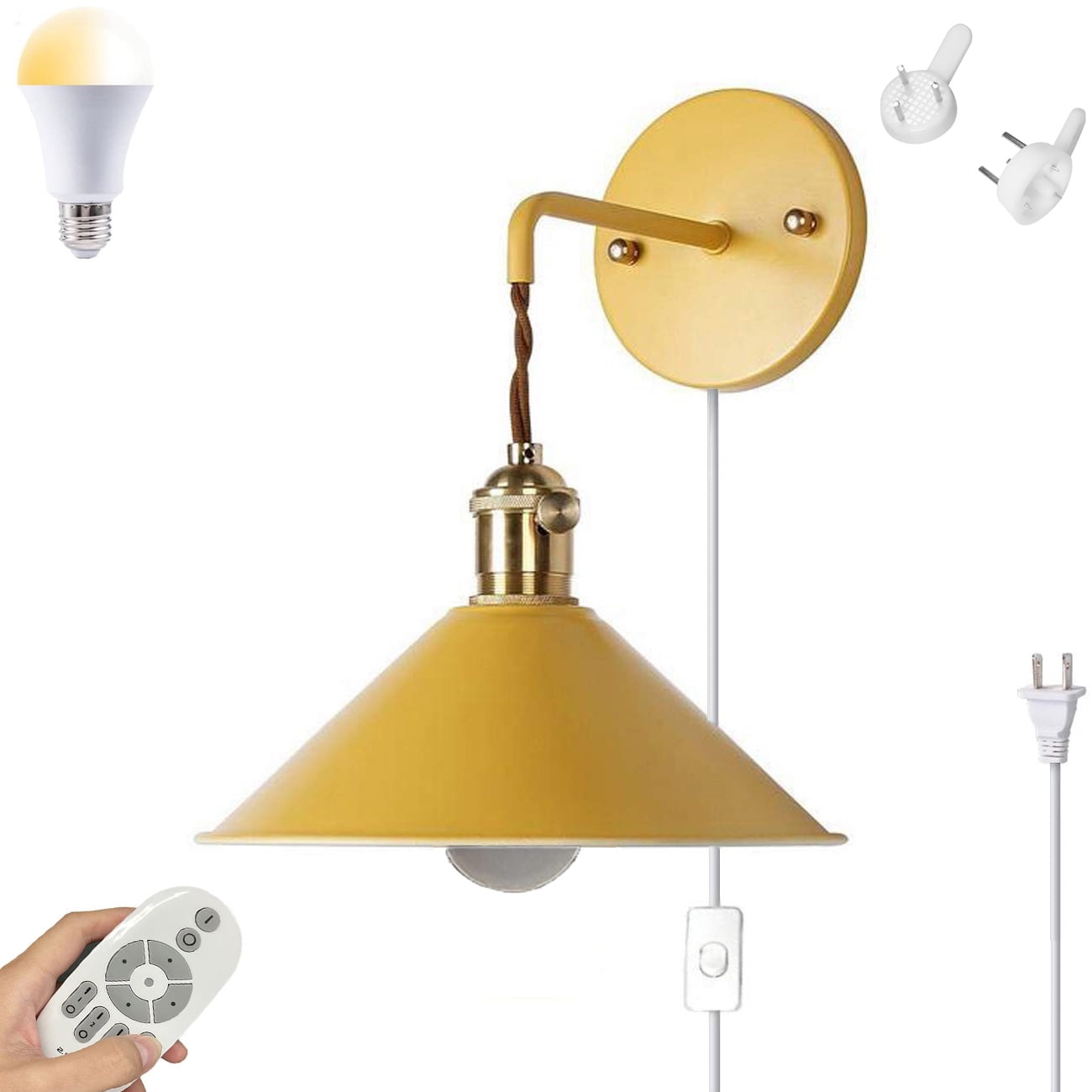 FSLiving Remote Control Wall Lamp,Color Changing and Stepless Dimming ...