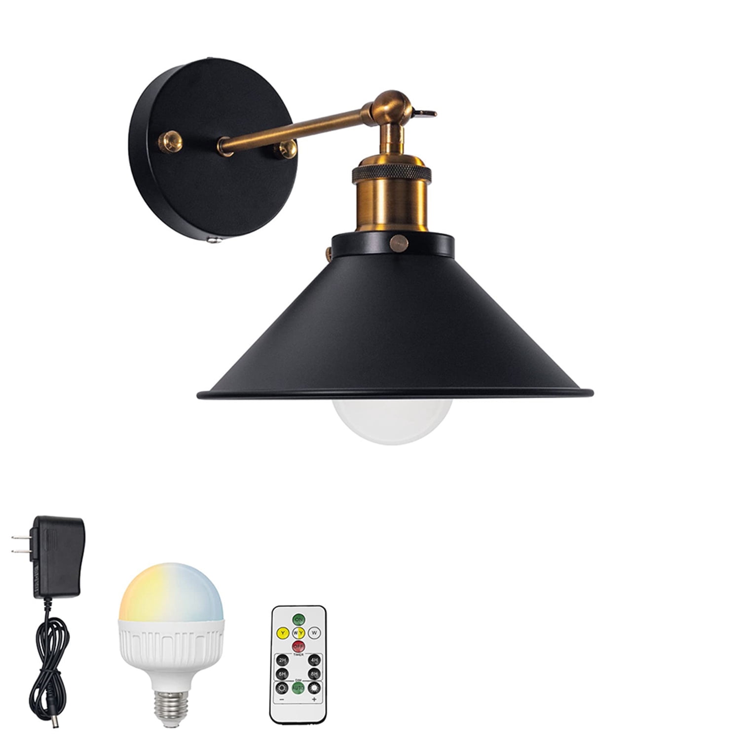 FSLiving Remote Control Wall Sconce with Rechargeable Battery Run ...