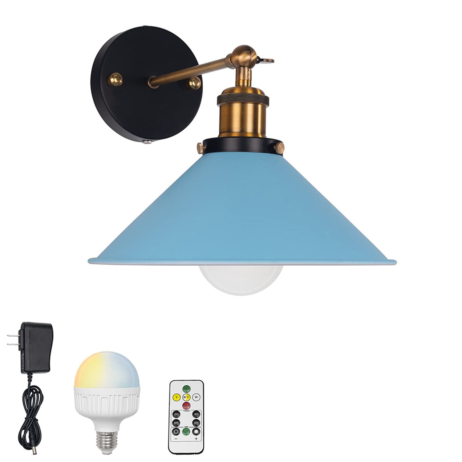 FSLiving Remote Control Wall Sconce with Rechargeable Battery Run ...