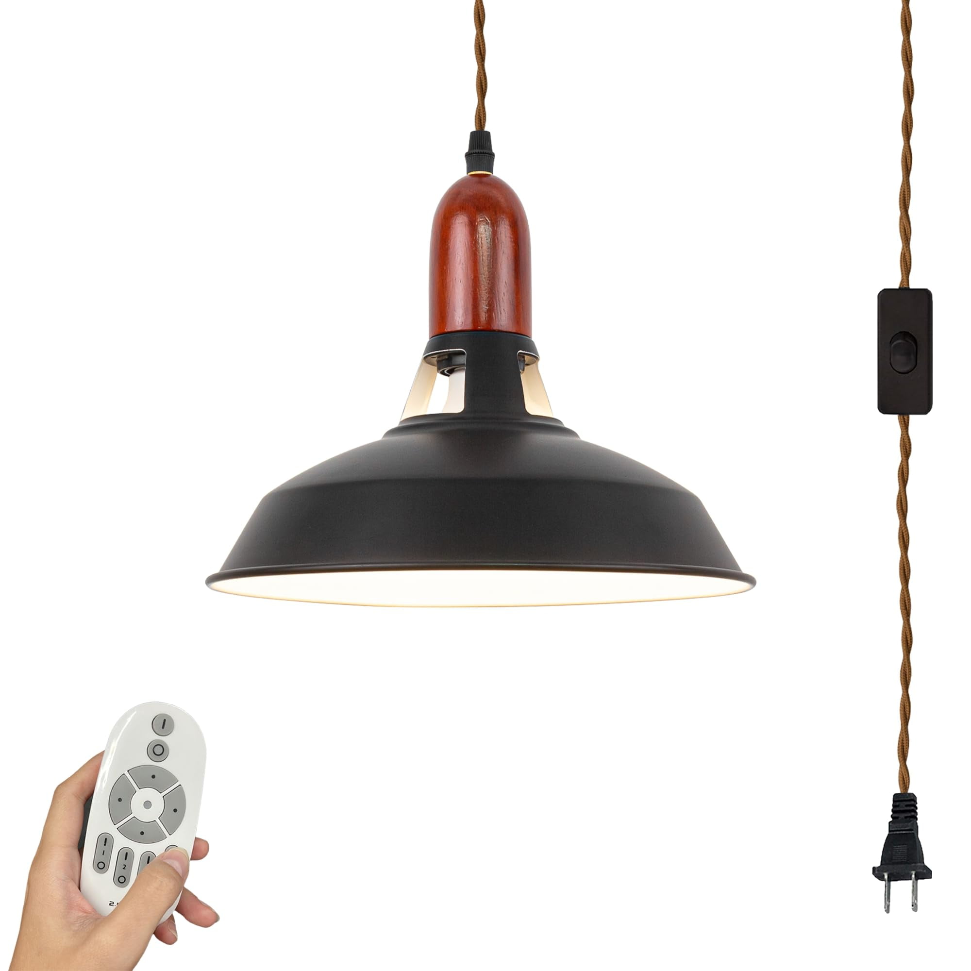 FSLiving Remote Swag Lamp Dimmable Portable Plug-in Pendant Light ...