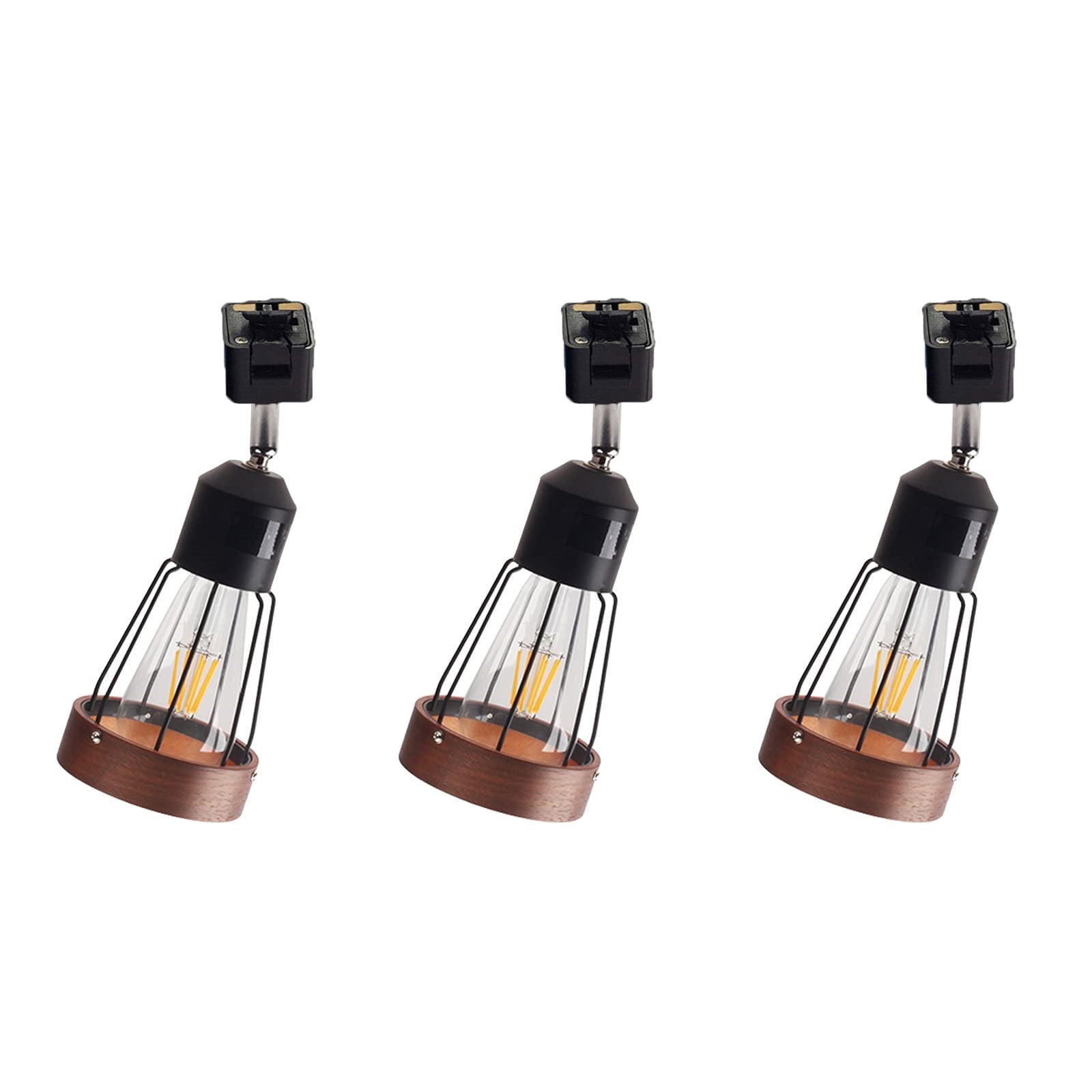 FSLiving Retro Style Adjustable Angle J-Type Track Lighting Brown Wood ...