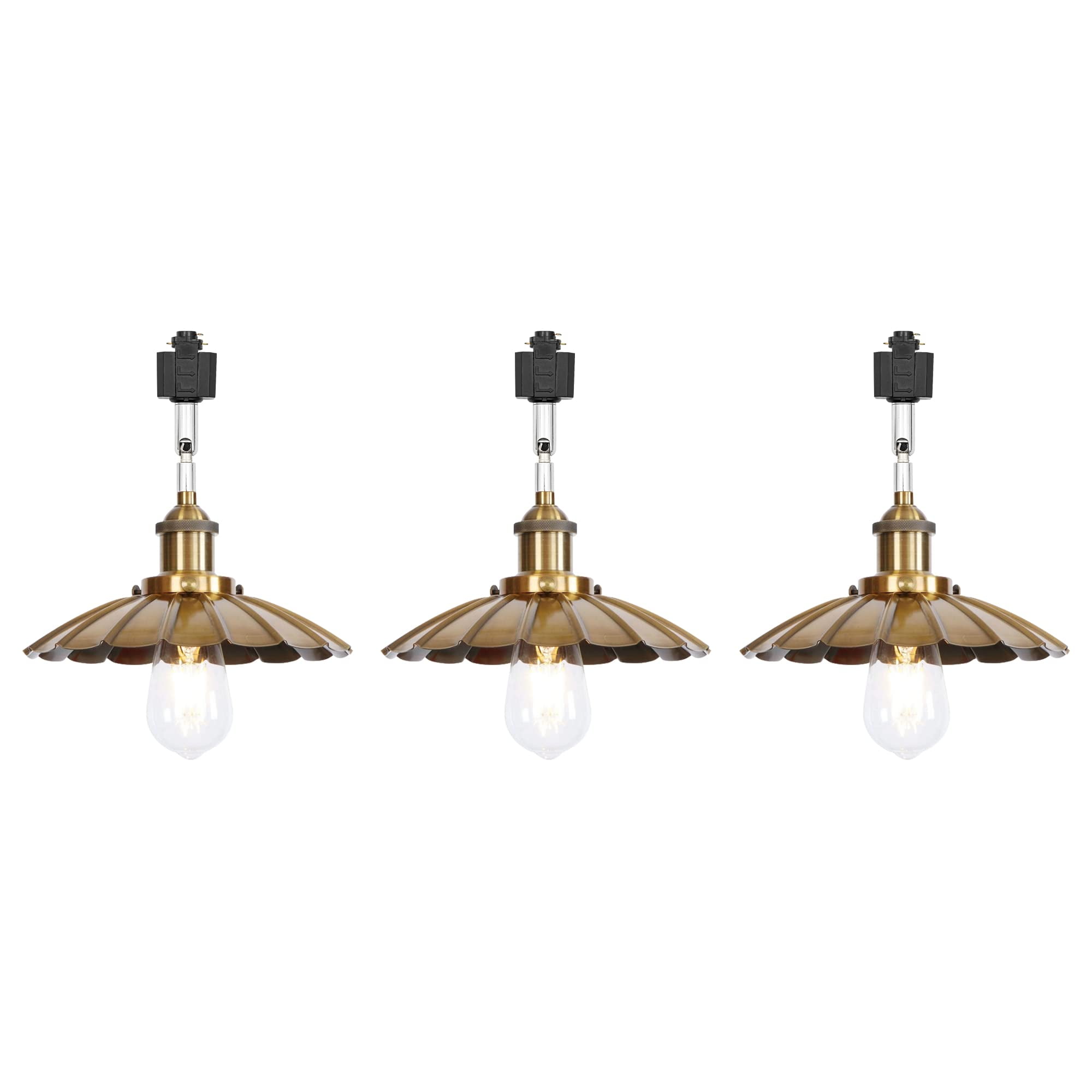 FSLiving Retro Vintage H-Type Track Head Lighting, E26 Base, Gold Shade ...
