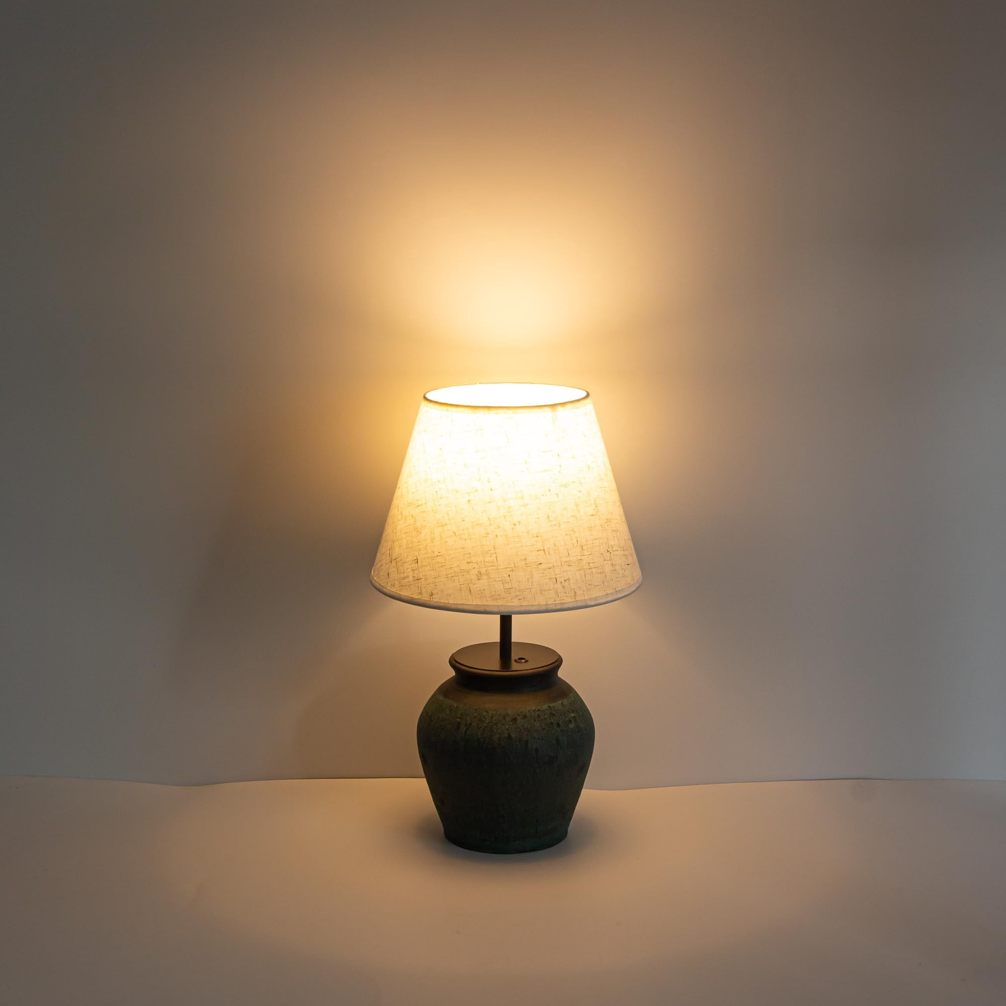 FSLiving Rustic Terracotta Ceramic Pot Table Lamp Rechargeable Battery ...