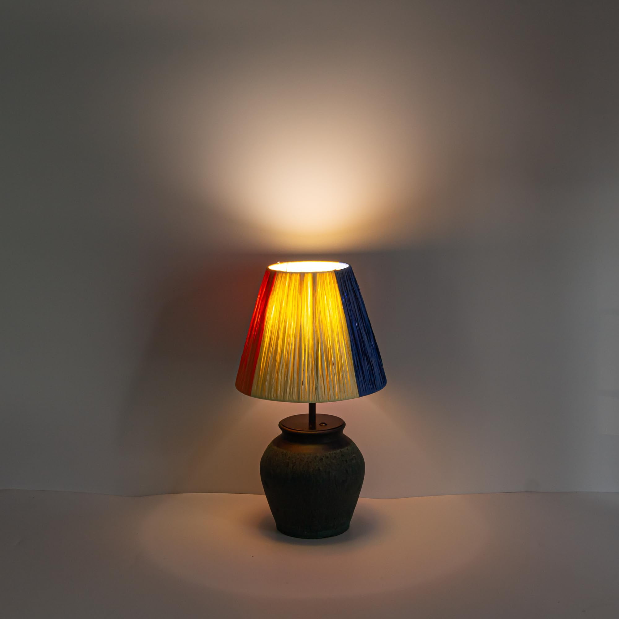FSLiving Rustic Terracotta Ceramic Pot Table Lamp Rechargeable Battery ...