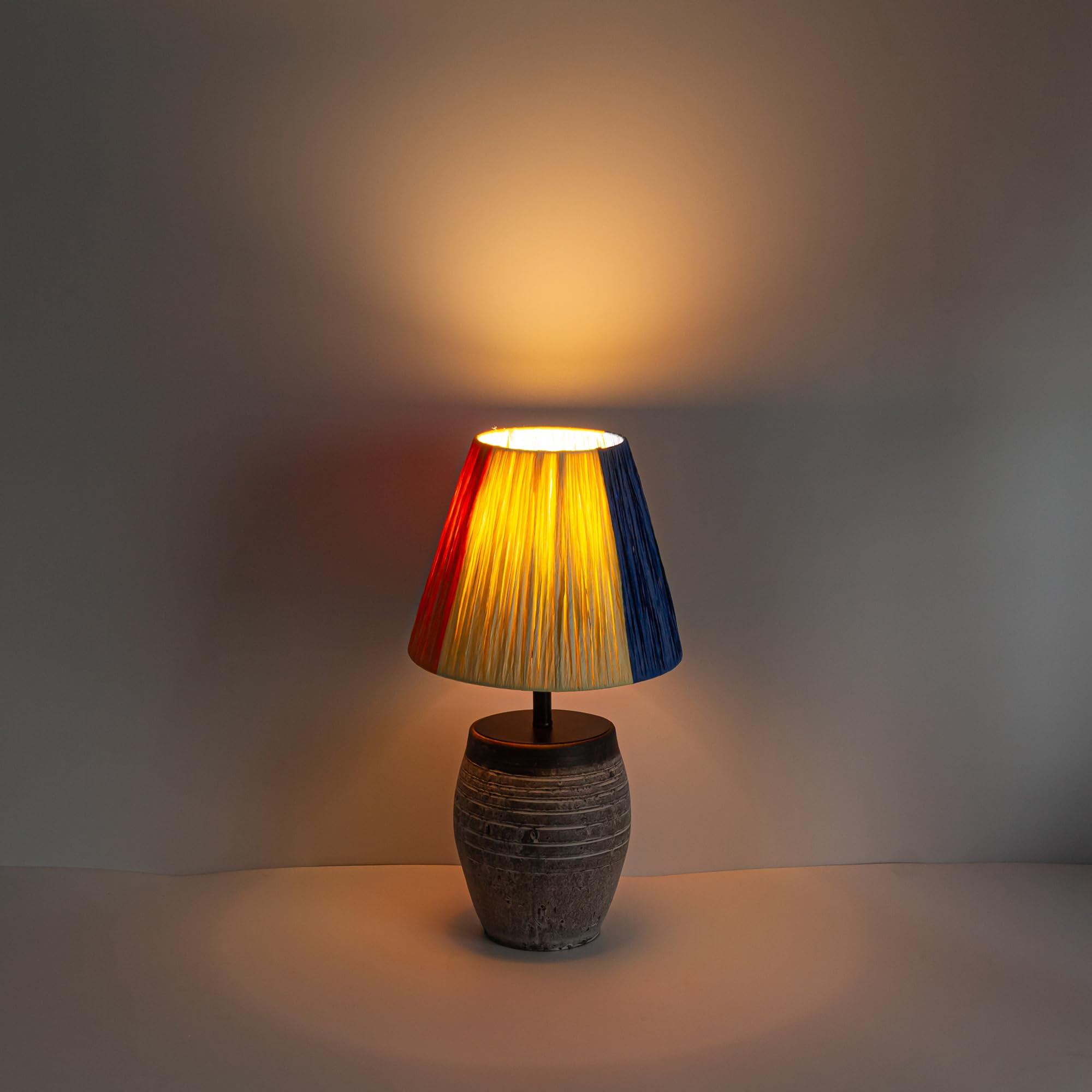 FSLiving Rustic Terracotta Ceramic Pot Table Lamp Rechargeable Battery ...