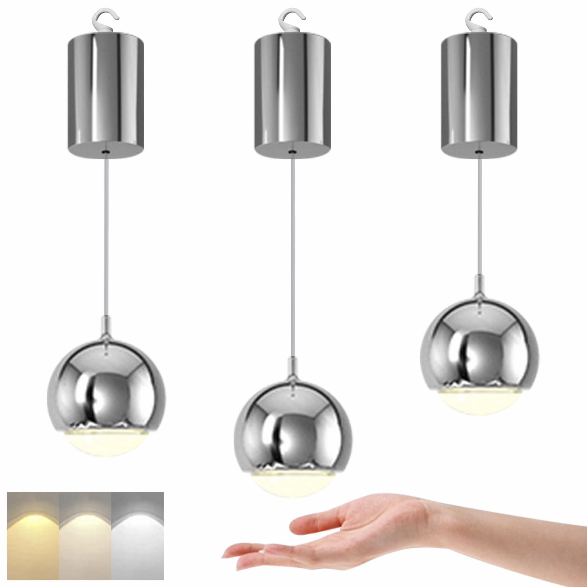 FSLiving Semi Flush Mount, 7W COB LED Hand-Sweep Control Hanging Lamp ...