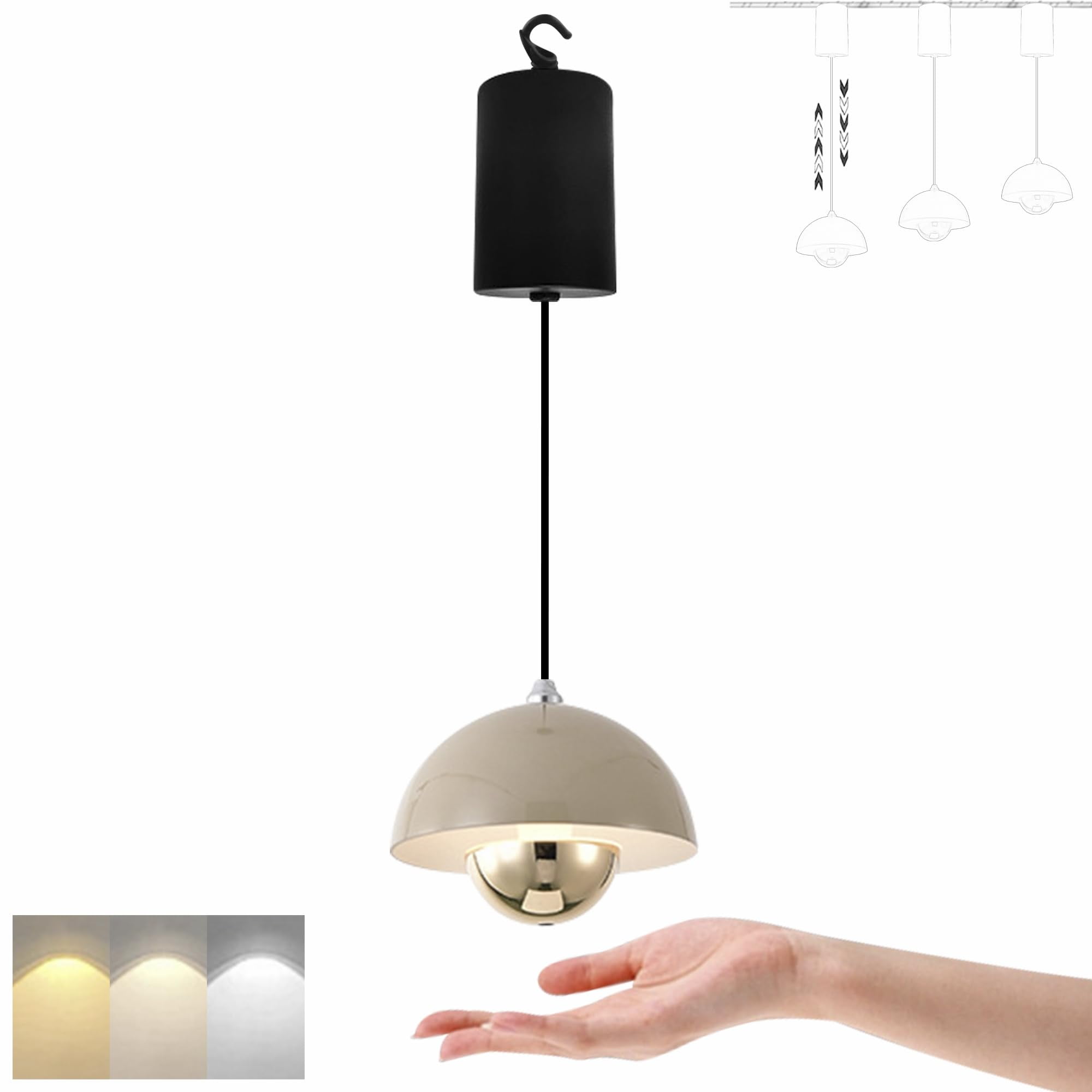 FSLiving Semi Flush Mount, 8W Hanging Lamp Hand-Sweep Control Farmhouse ...