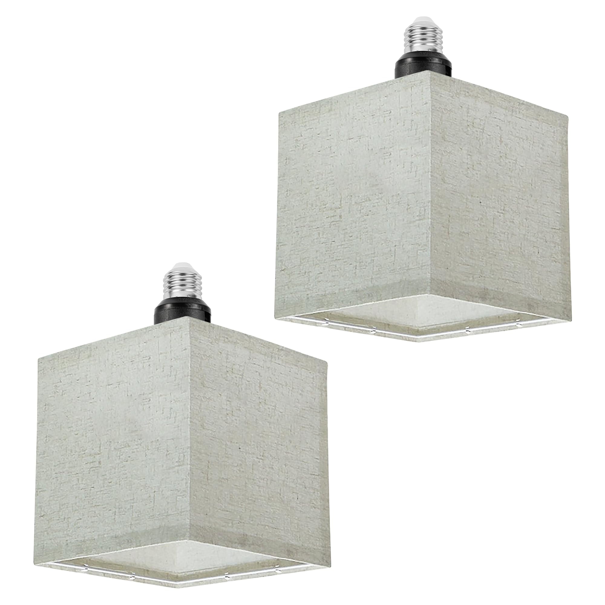 FSLiving Set of 2 Square Light Flaxen Lamps, 9.8"/25cm Diameter, Modern ...