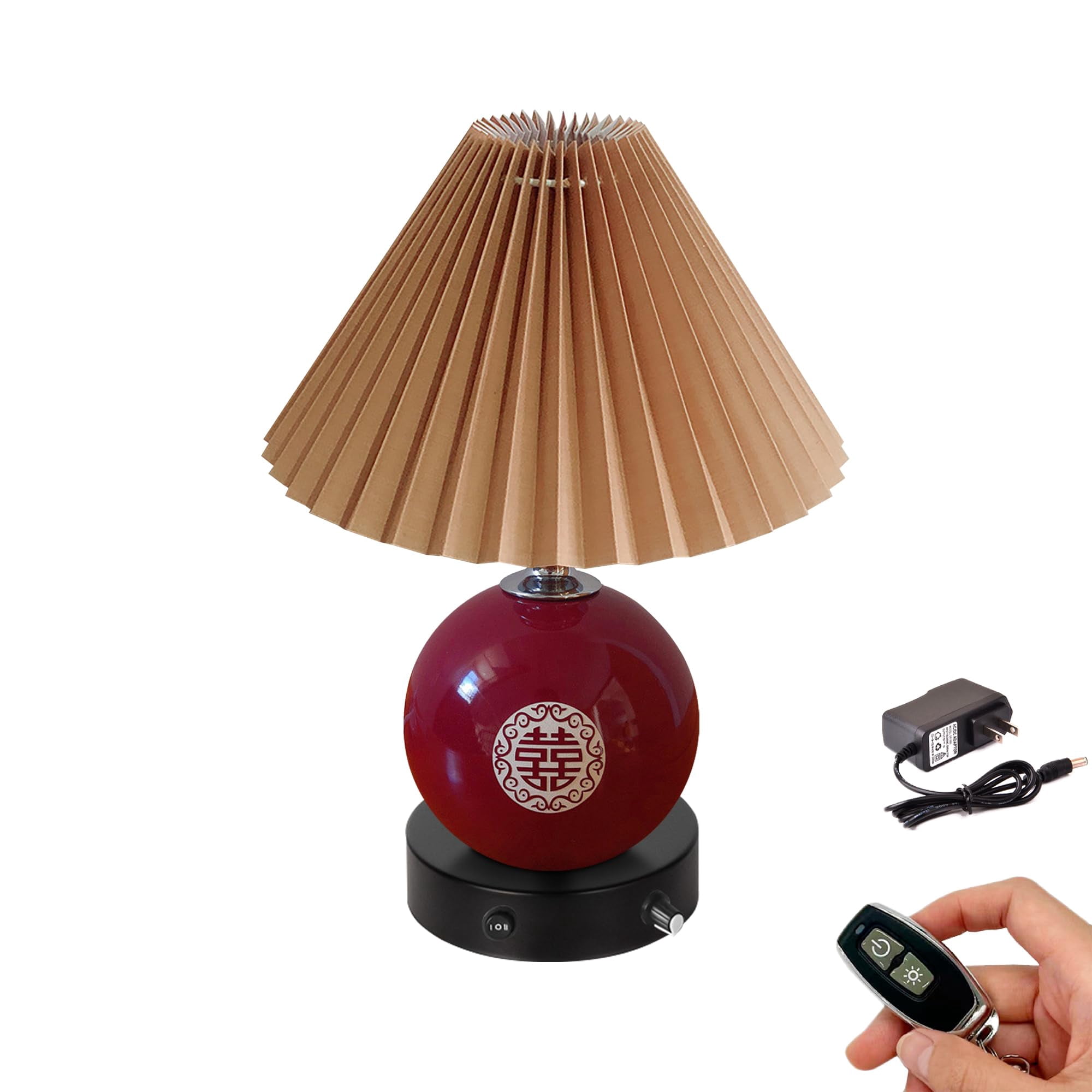 FSLiving Small Cute Ceramic Pot Table Lamp Cordless Battery Operated by ...