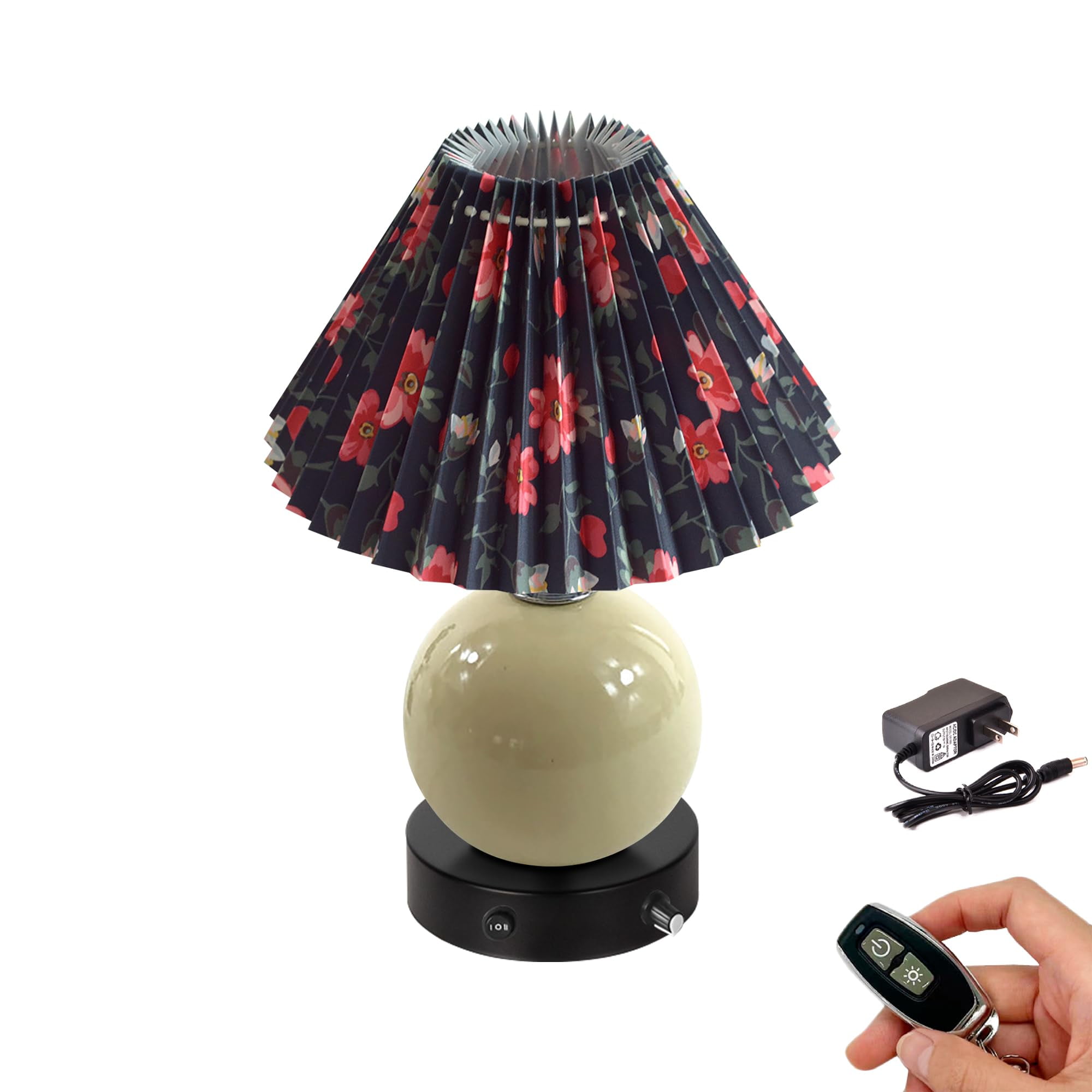 FSLiving Small Cute Ceramic Pot Table Lamp Cordless Battery Operated by ...