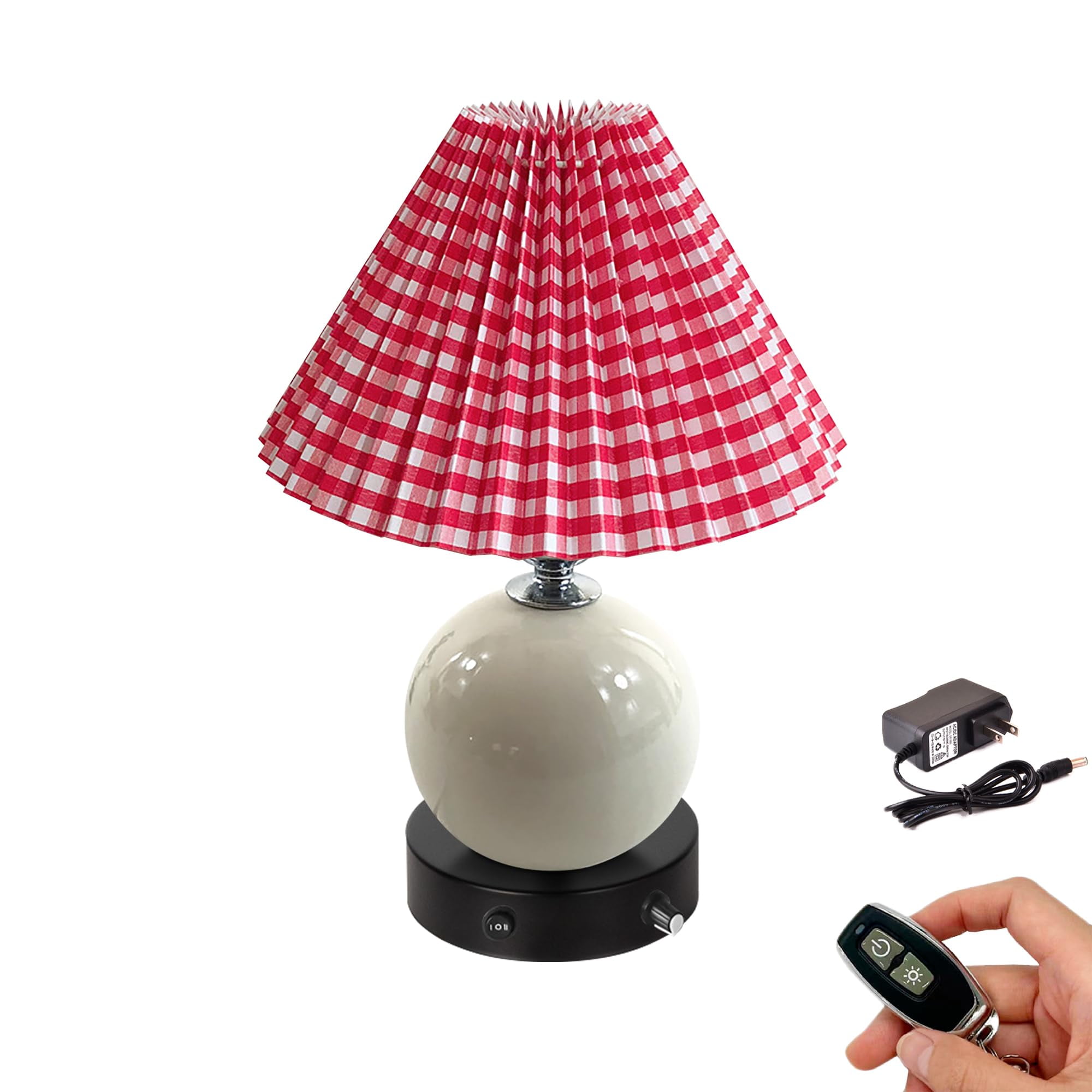 FSLiving Small Cute Ceramic Pot Table Lamp Cordless Battery Operated by ...