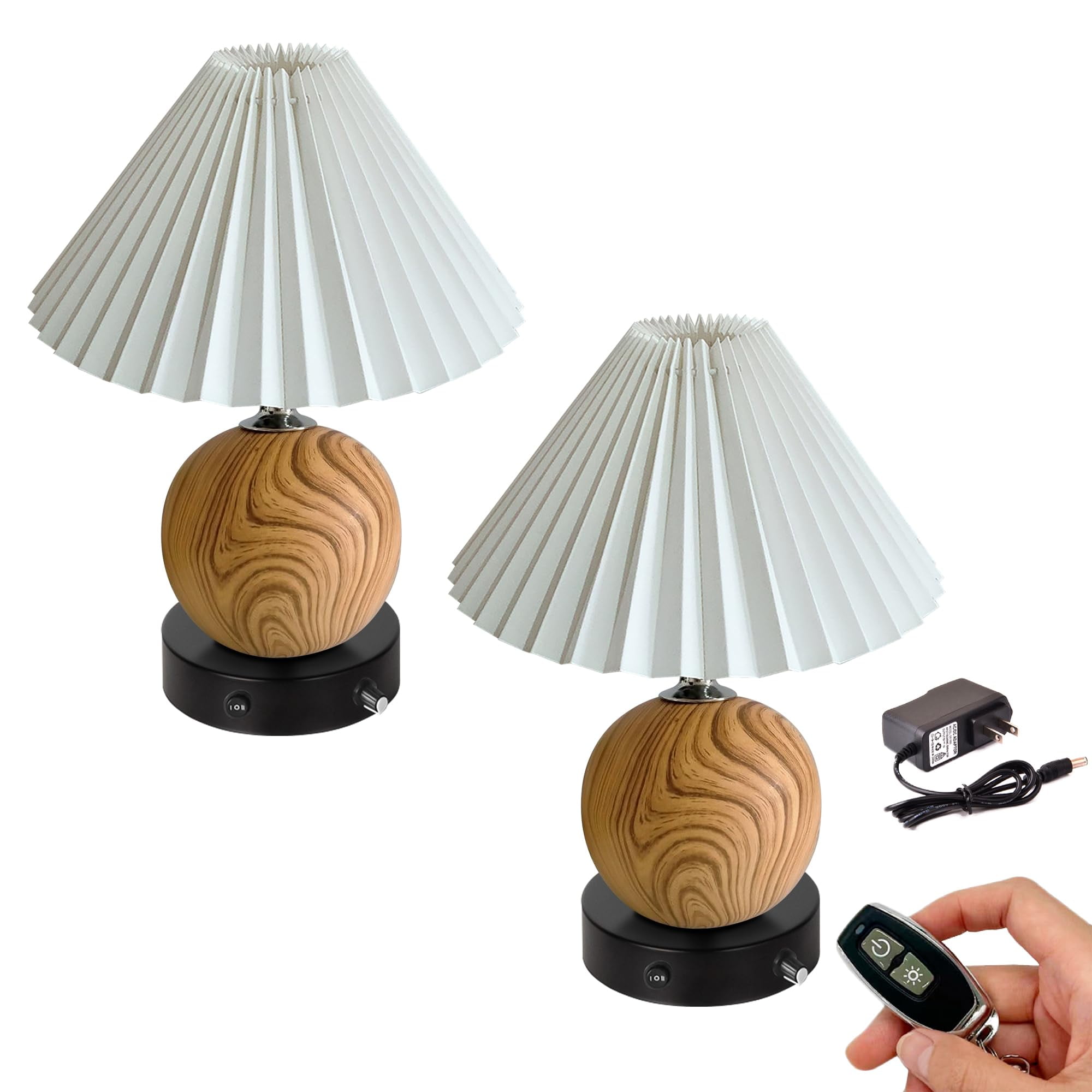 FSLiving Small Cute Ceramic Pot White Pleated Shade Table Lamp ...