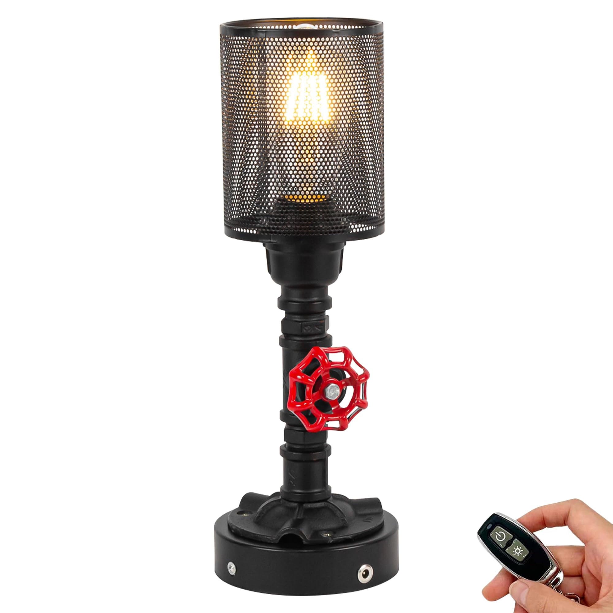 FSLiving Steampunk Table Lamp Rechargeable Battery Operated LED with ...
