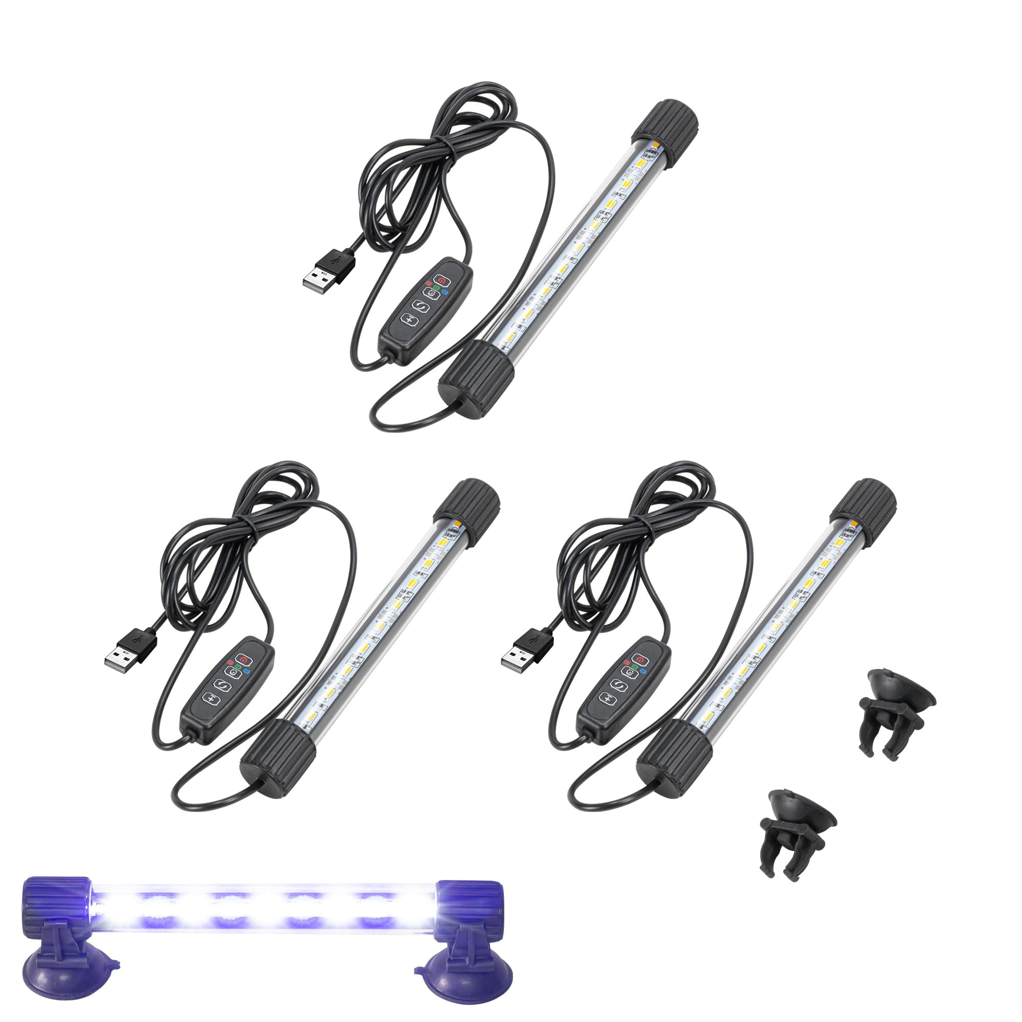 FSLiving Submersible LED Aquarium Light, Fish Tank Light with Timer Auto On/Off, White & Blue ...