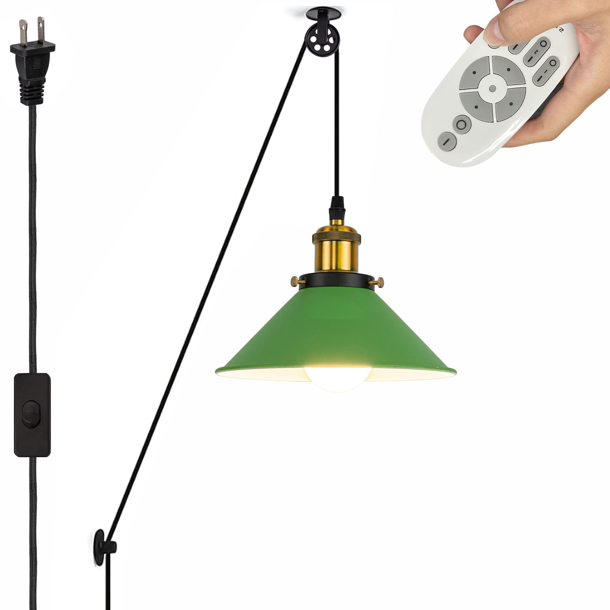 FSLiving Swag Handing Industrial Pulley Design Pendant Lamp with 15ft ...