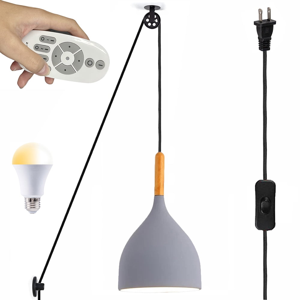 FSLiving Swag Handing Pulley Design Pendant Lamp with 15ft Plug-in UL ...