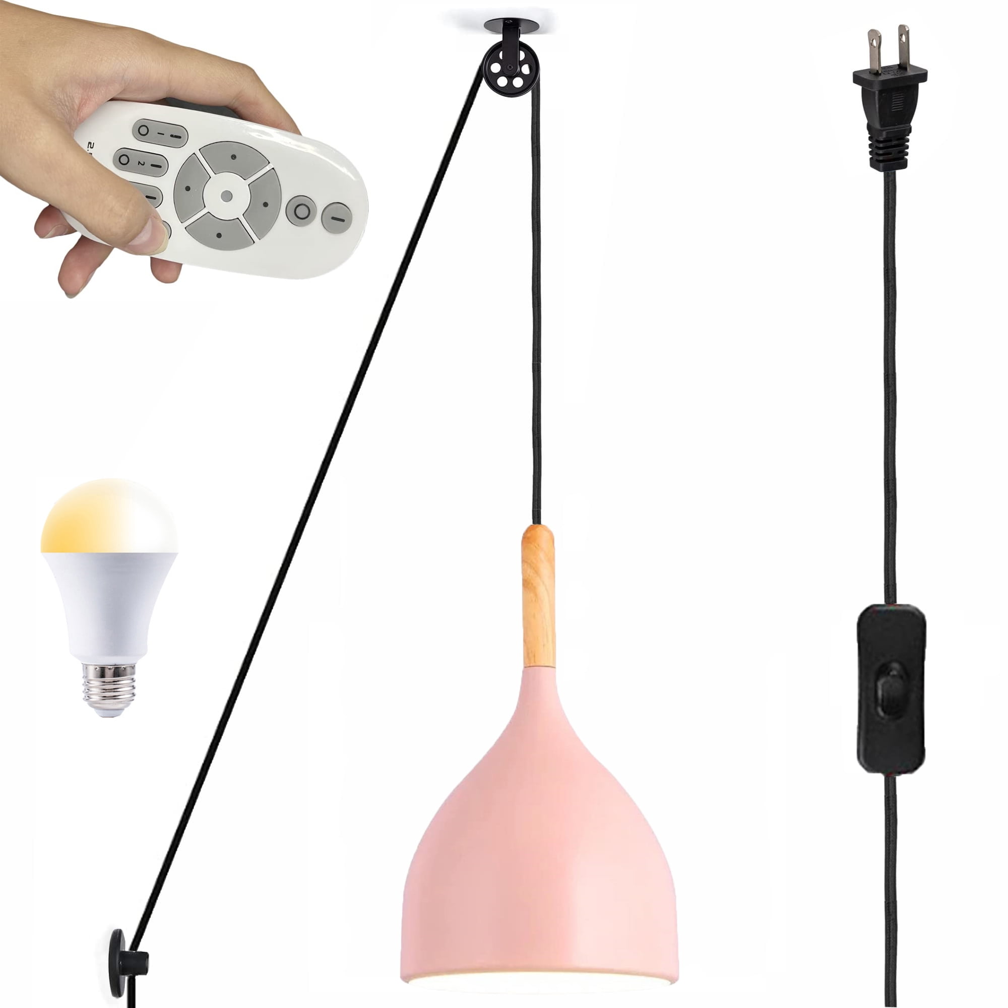 FSLiving Swag Handing Pulley Design Pendant Lamp with 15ft Plug-in UL ...