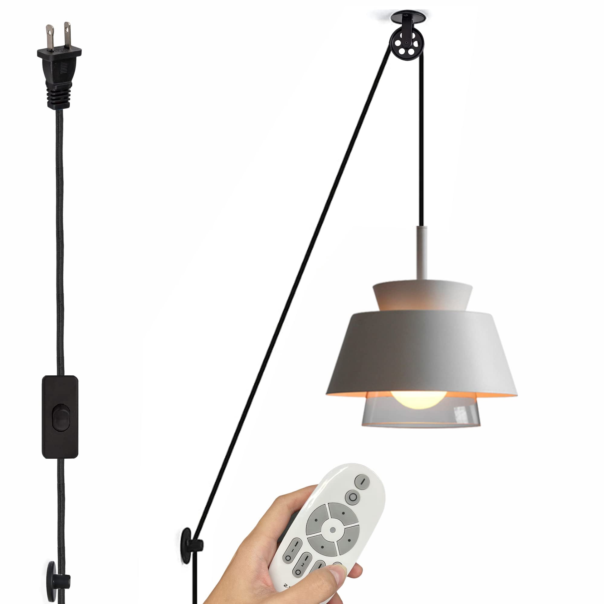 FSLiving Swag Handle Pendant Lighting with Industrial Pulley Design ...