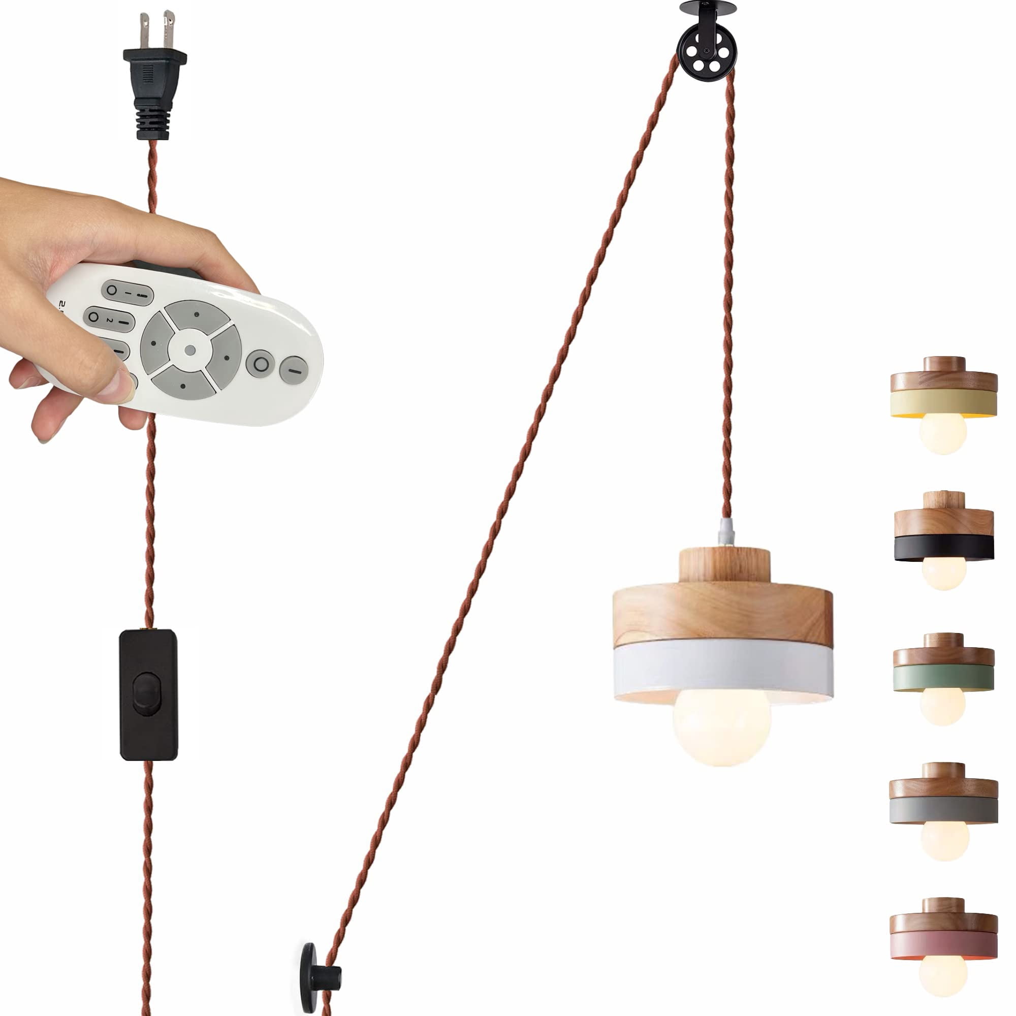 FSLiving Swag Handle Pendant Lighting with Industrial Pulley Design ...