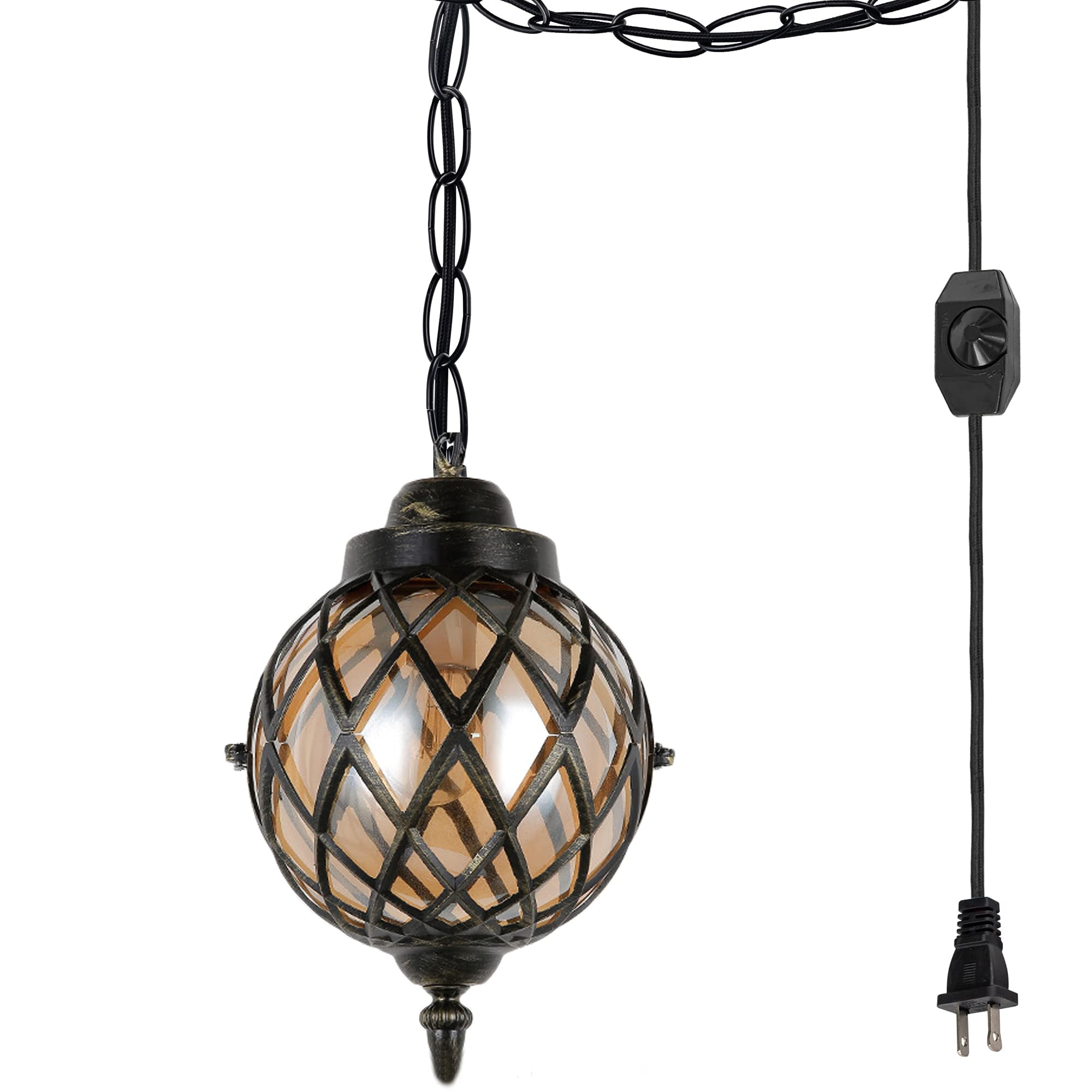 FSLiving Swag Lamp Portable Rustic Industrial Pendant Light with 15ft ...