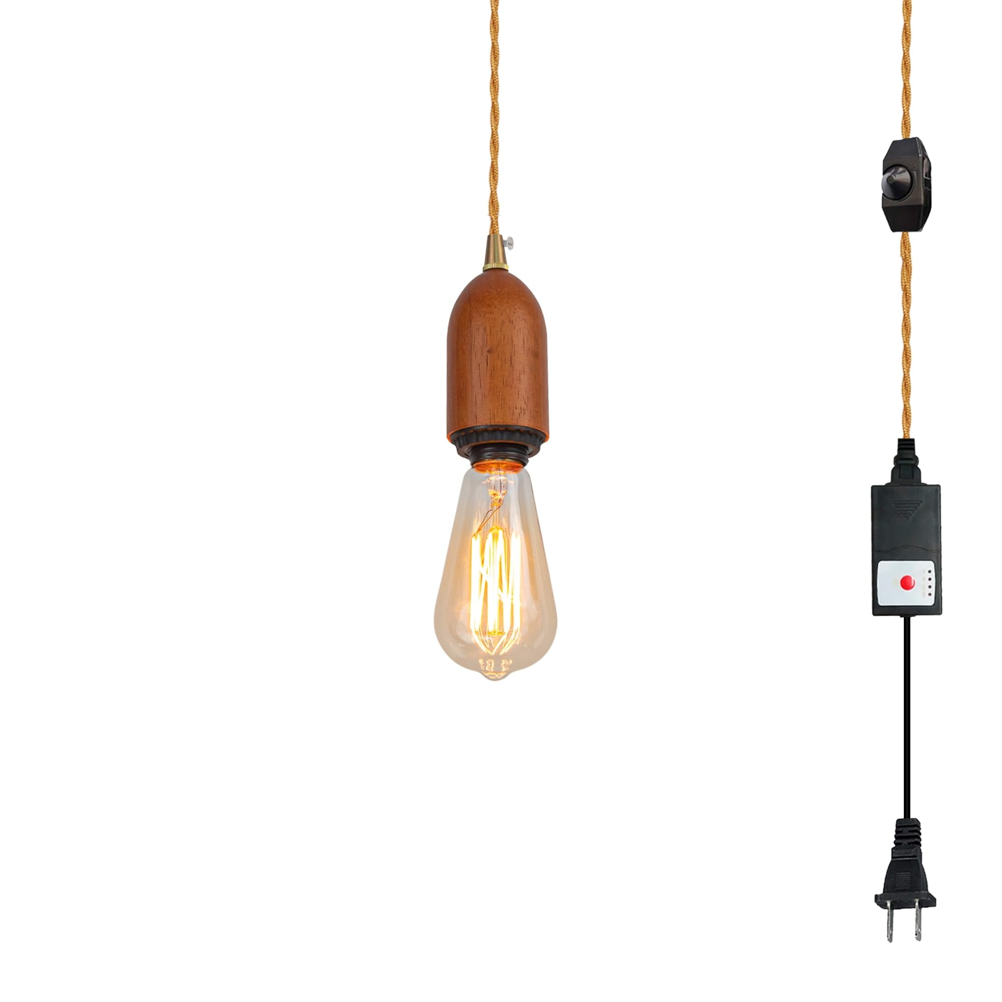 FSLiving Swag Pendant Light, 15ft Plug-in Dimmer Cord, Smart Plug Timer ...