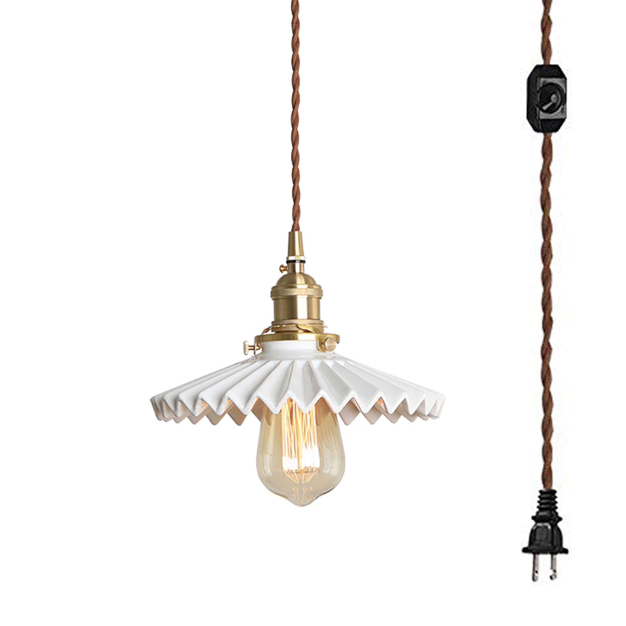 FSLiving Swag Pendant Light with 15ft Plug-in UL Dimmable Cord Retro ...