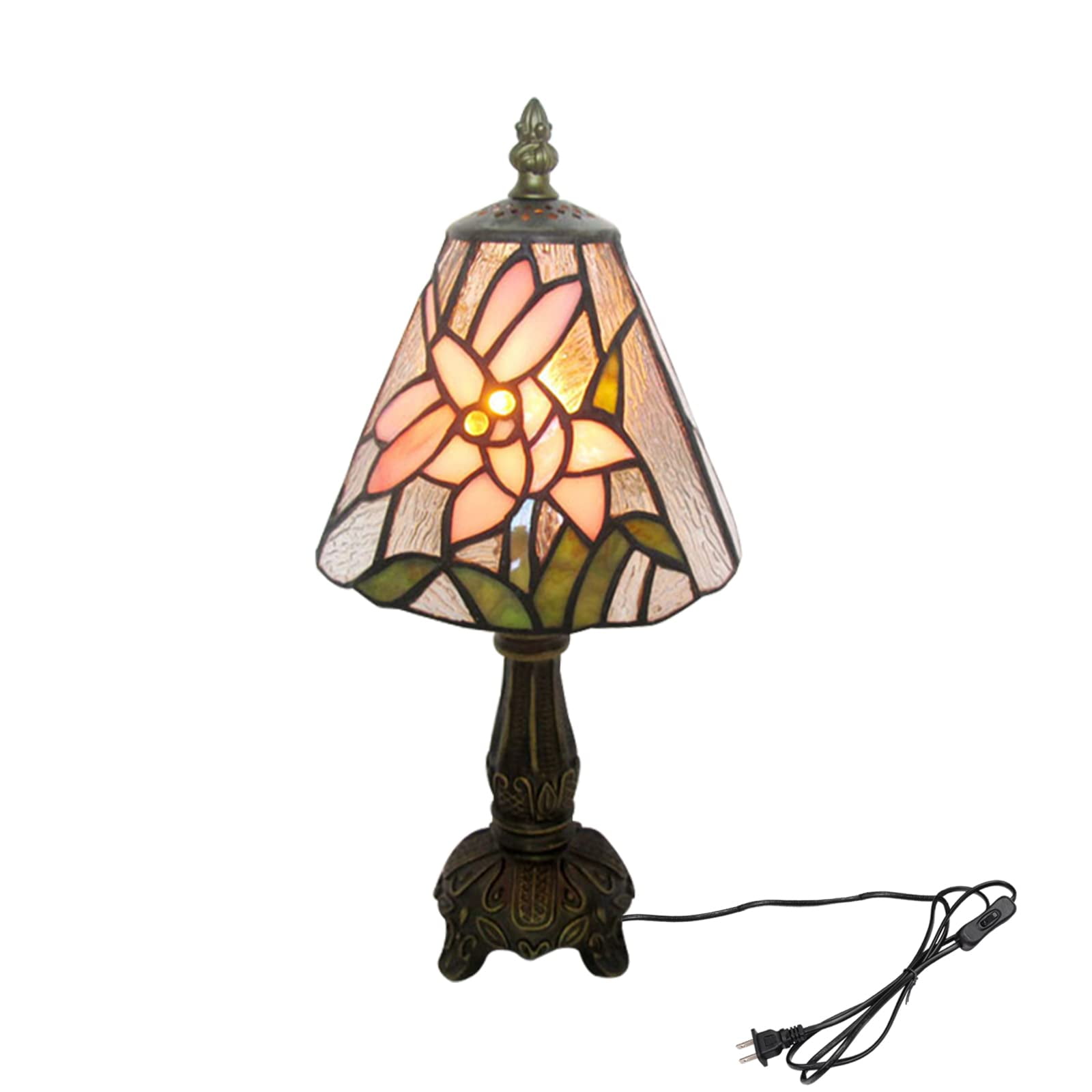 FSLiving Tiffany Style Table Lamp with 5.9ft Plug in Cord Pinkyrose ...