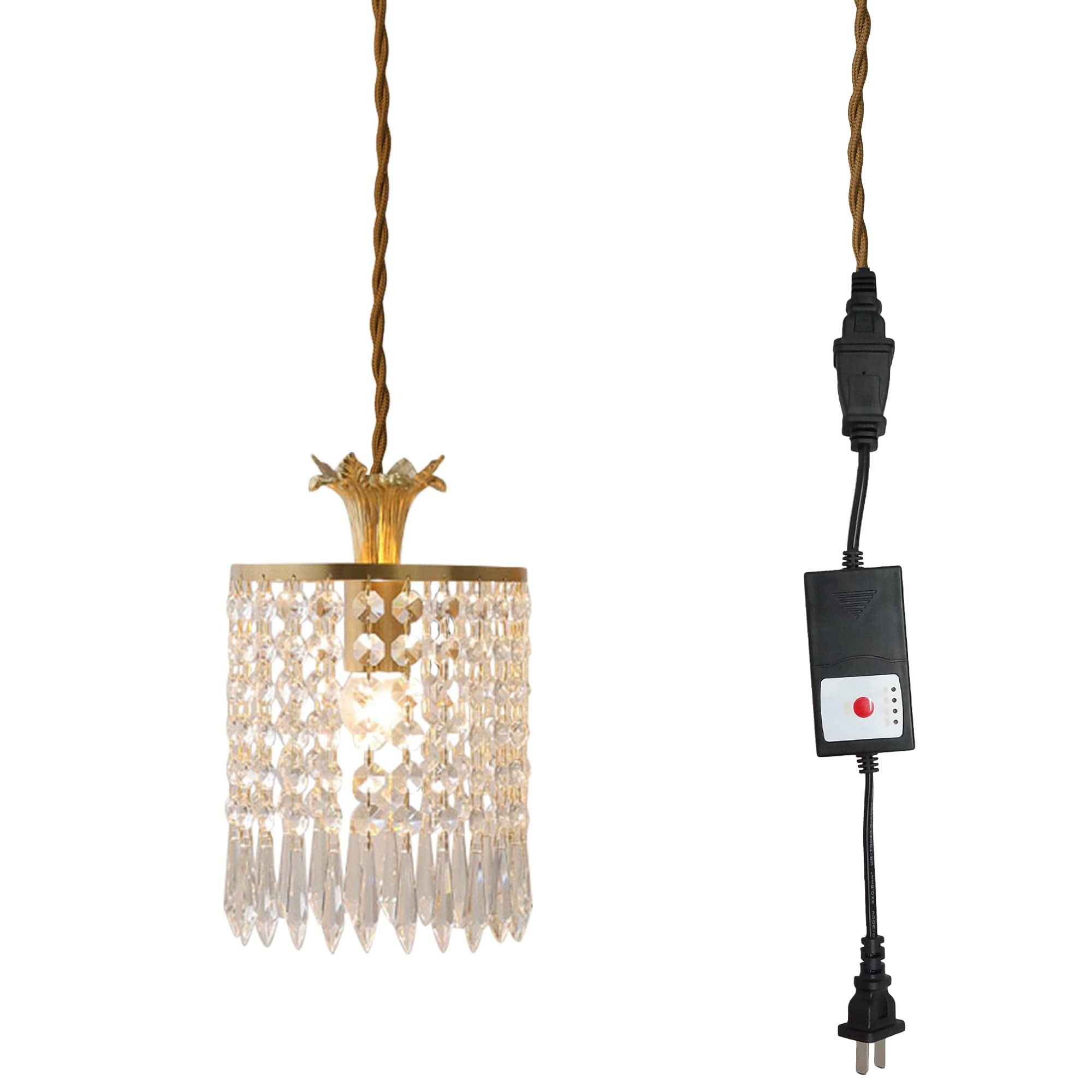 FSLiving Tiffany Stytle Plug-in Swag Pendant Light UL Dimmer Switch ...